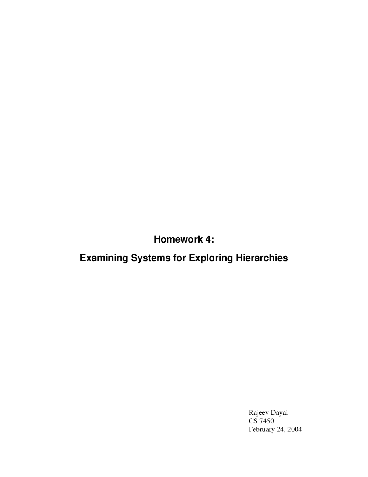 Homework 4 Information Visualization Fall 2004 Cs 7450 Docsity