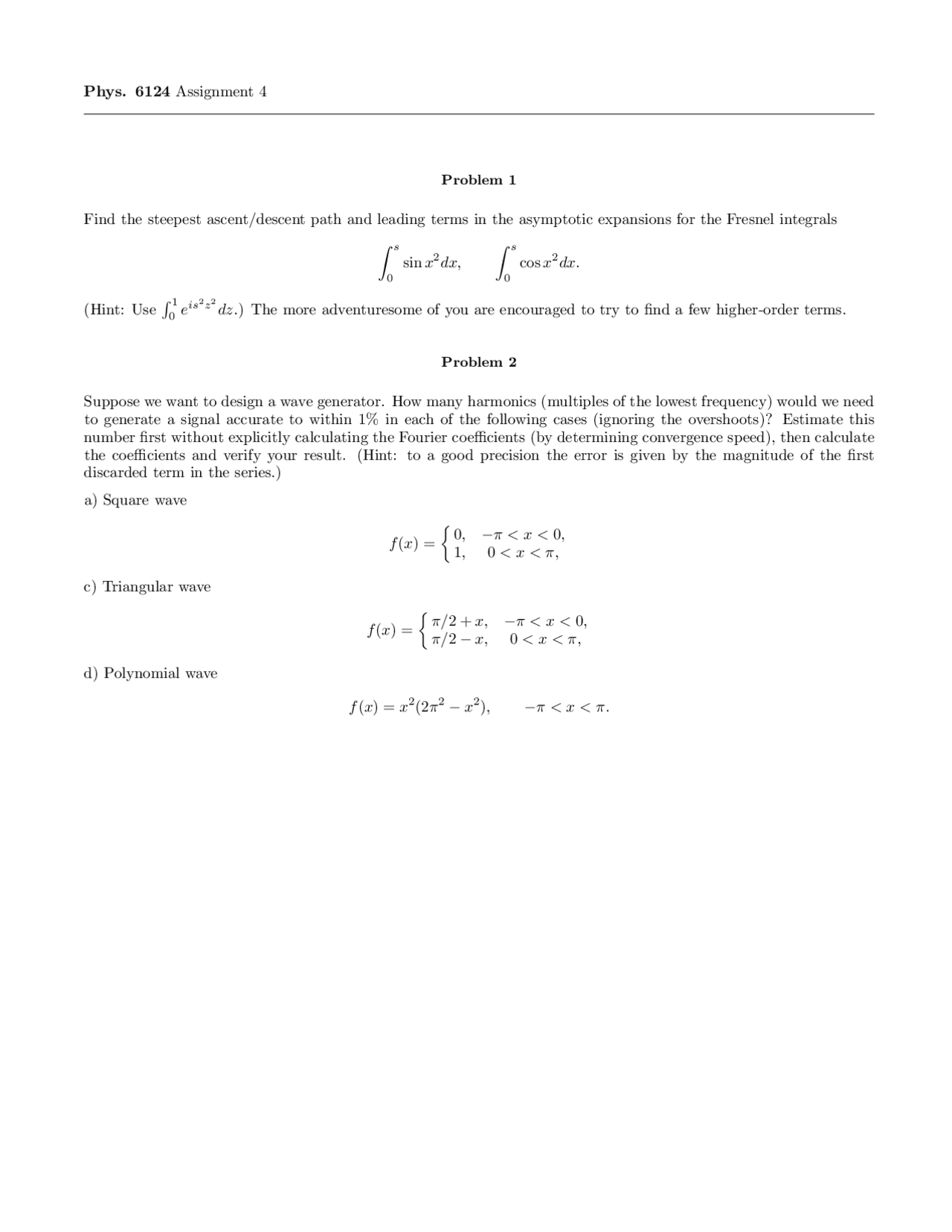 2 Solved Problems On Triangular And Polynomials Waves Assignment 4
