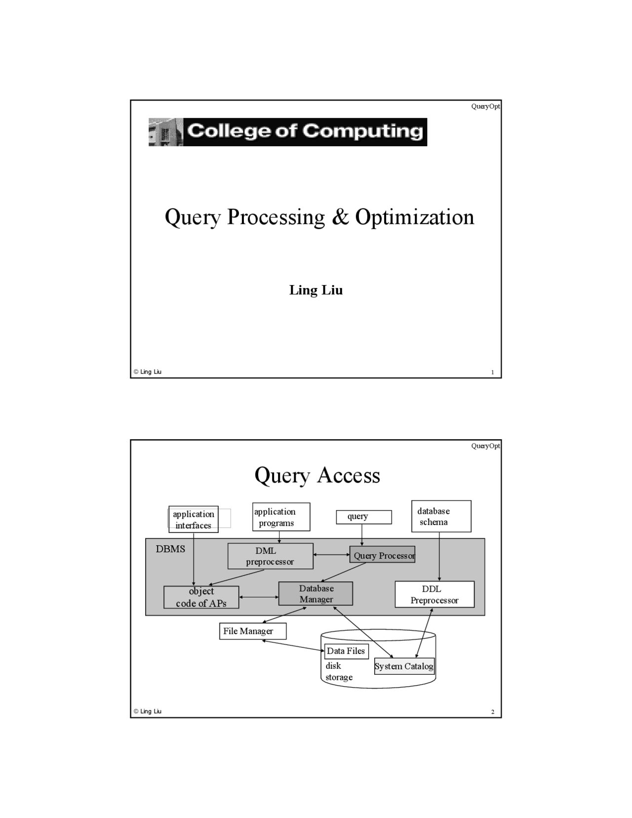 Query Processing And Optimization Lecture Slides Cs 4420 Docsity