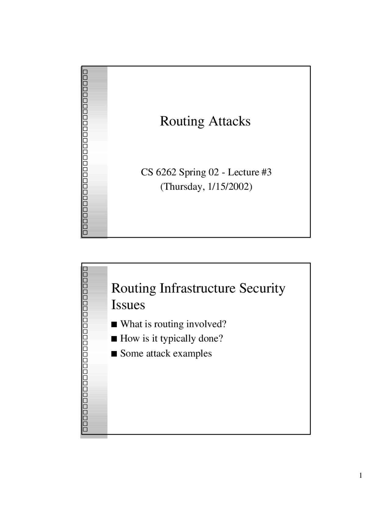 Routing Attacks - Lecture Slides | CS 6262 - Docsity