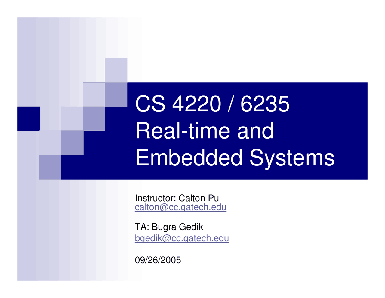 The Real Time and the Embedded System | CS 4220 - Docsity