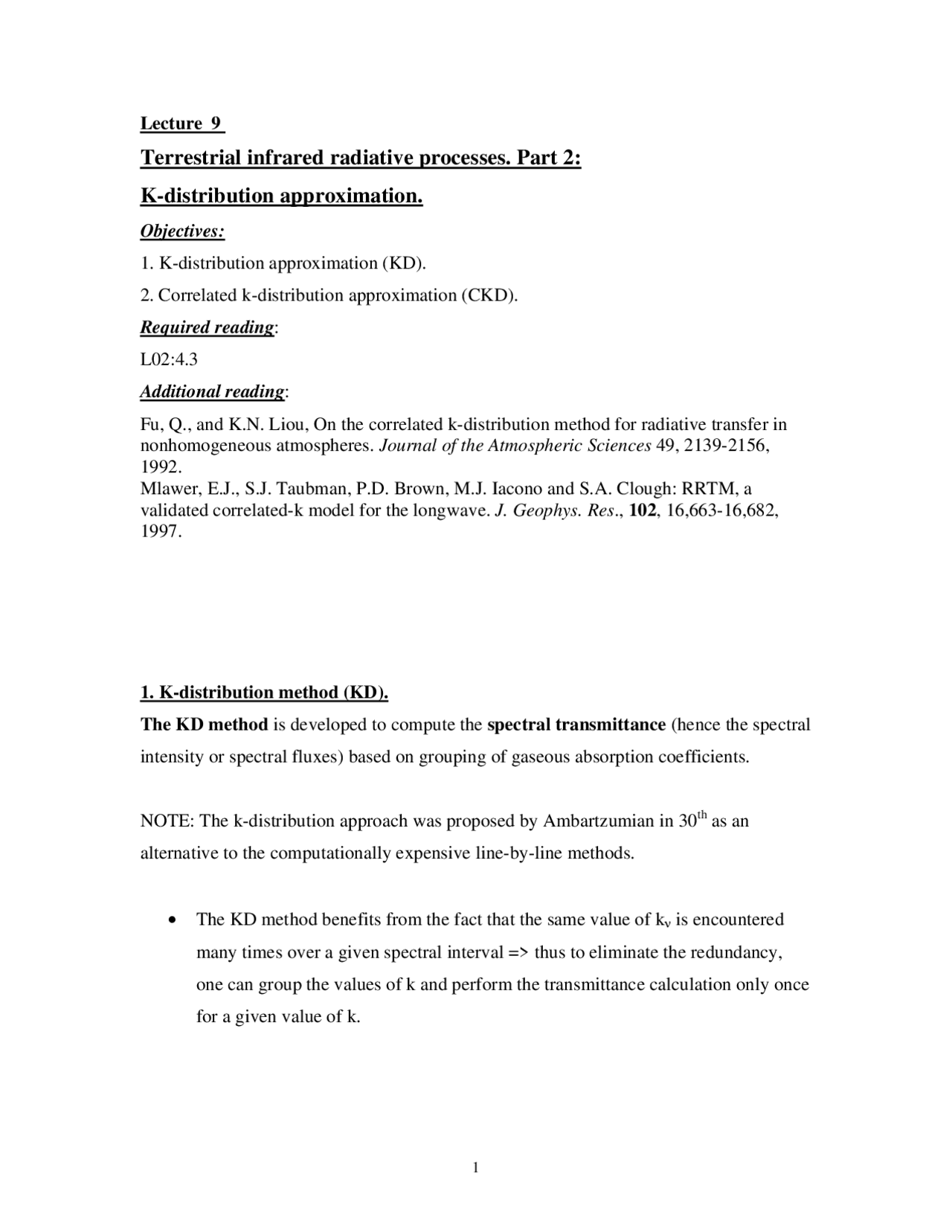 Terrestrial Infrared Radiative Processes Eas 8803 Docsity