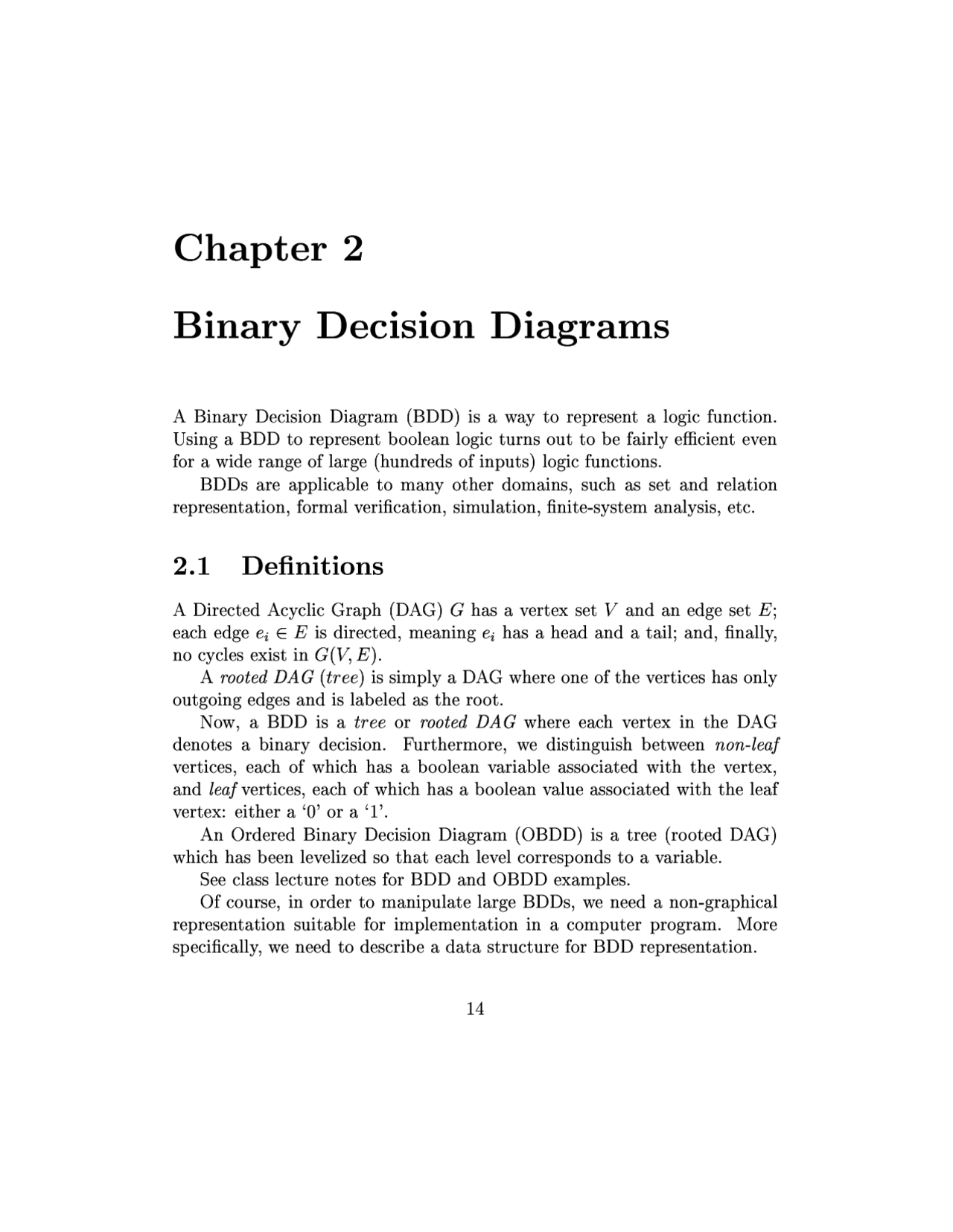 Definitions And Properties Of Binary Decision Diagrams Ece 3060 Docsity