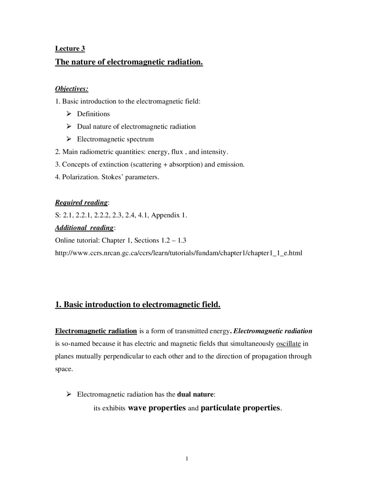 The Nature Of Electromagnetic Radiations In Field Eas 8803 Docsity