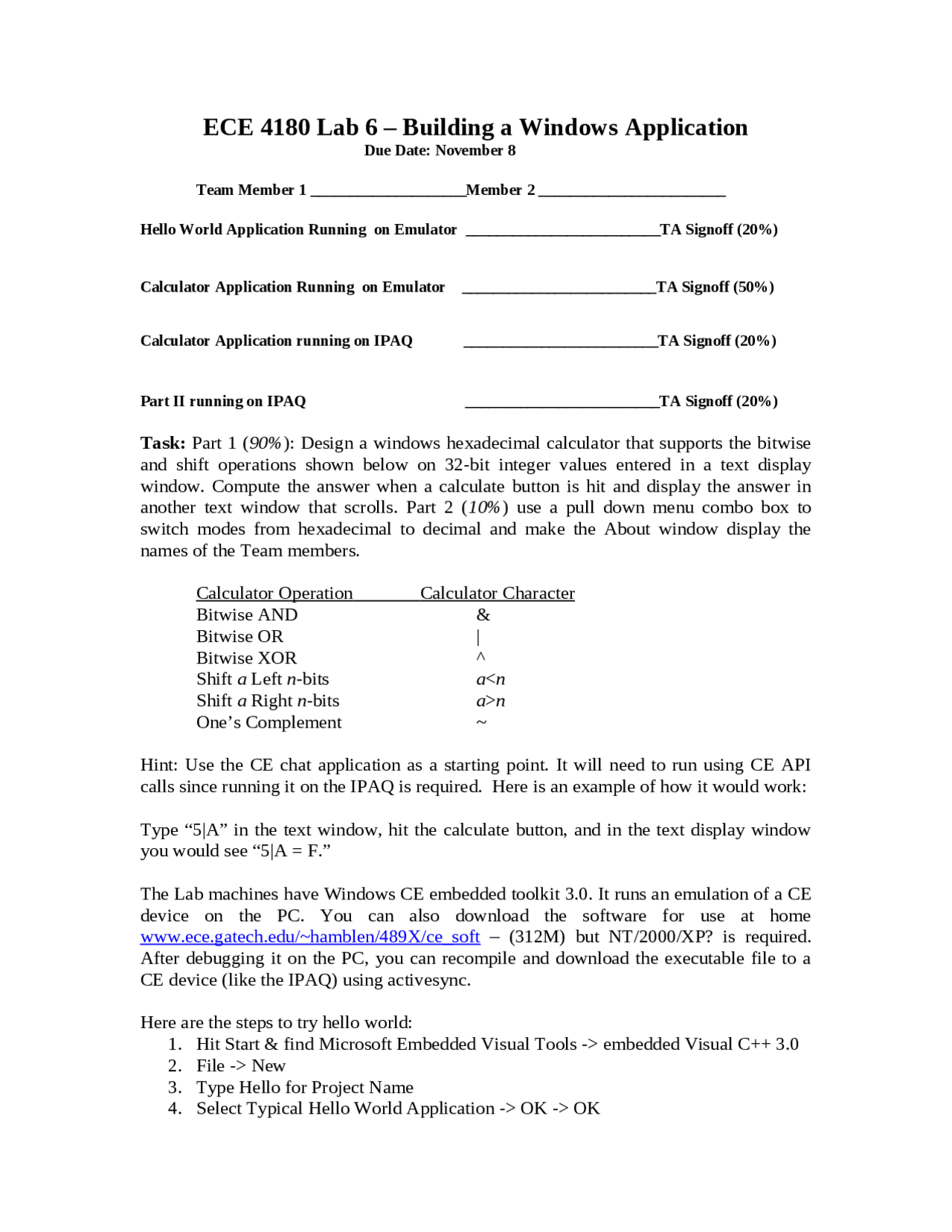 Building A Windows Applications in Embedded System Design | ECE 4180 - Docsity