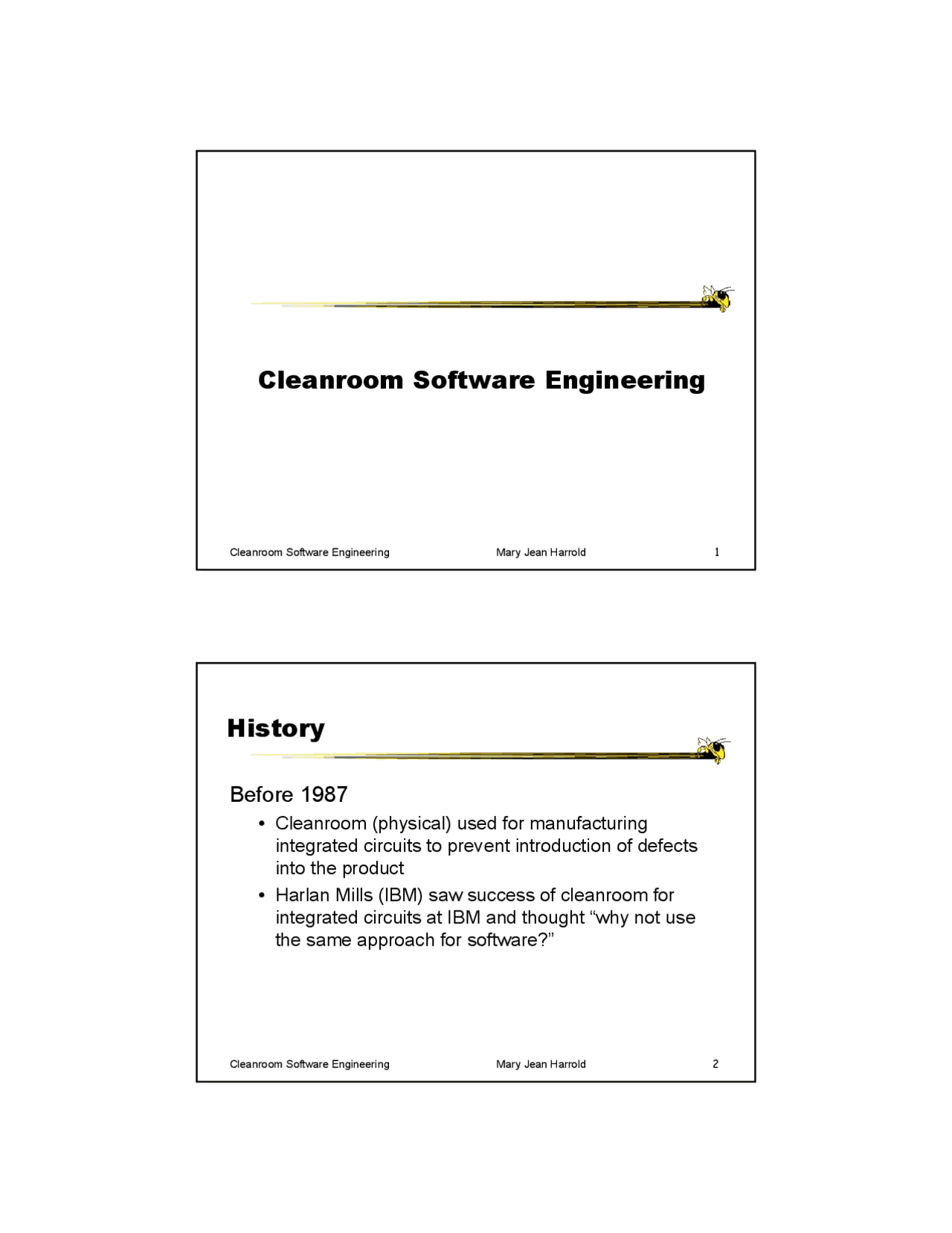 Cleanroom Software Engineering Lecture Slides Cs 6300 Docsity