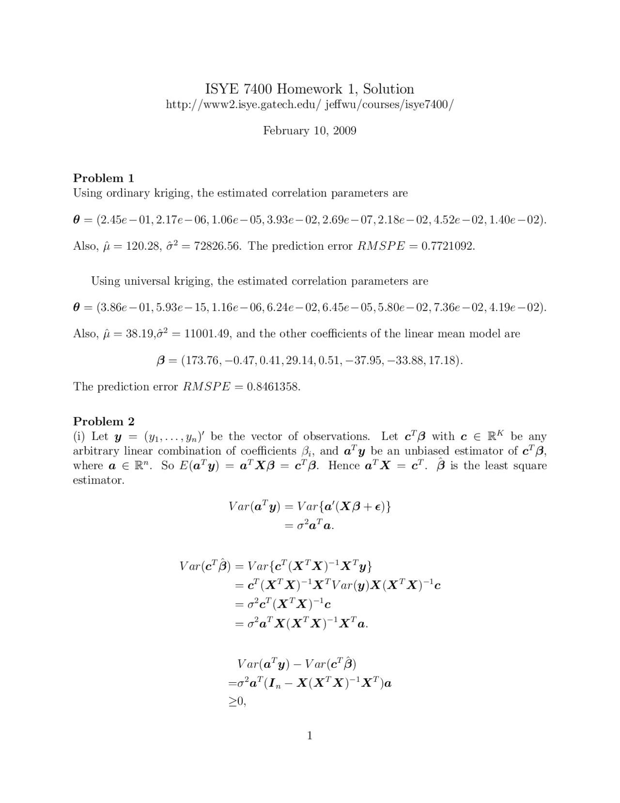2 Problems On Advanced Design Experiments With Solution Isye 7400
