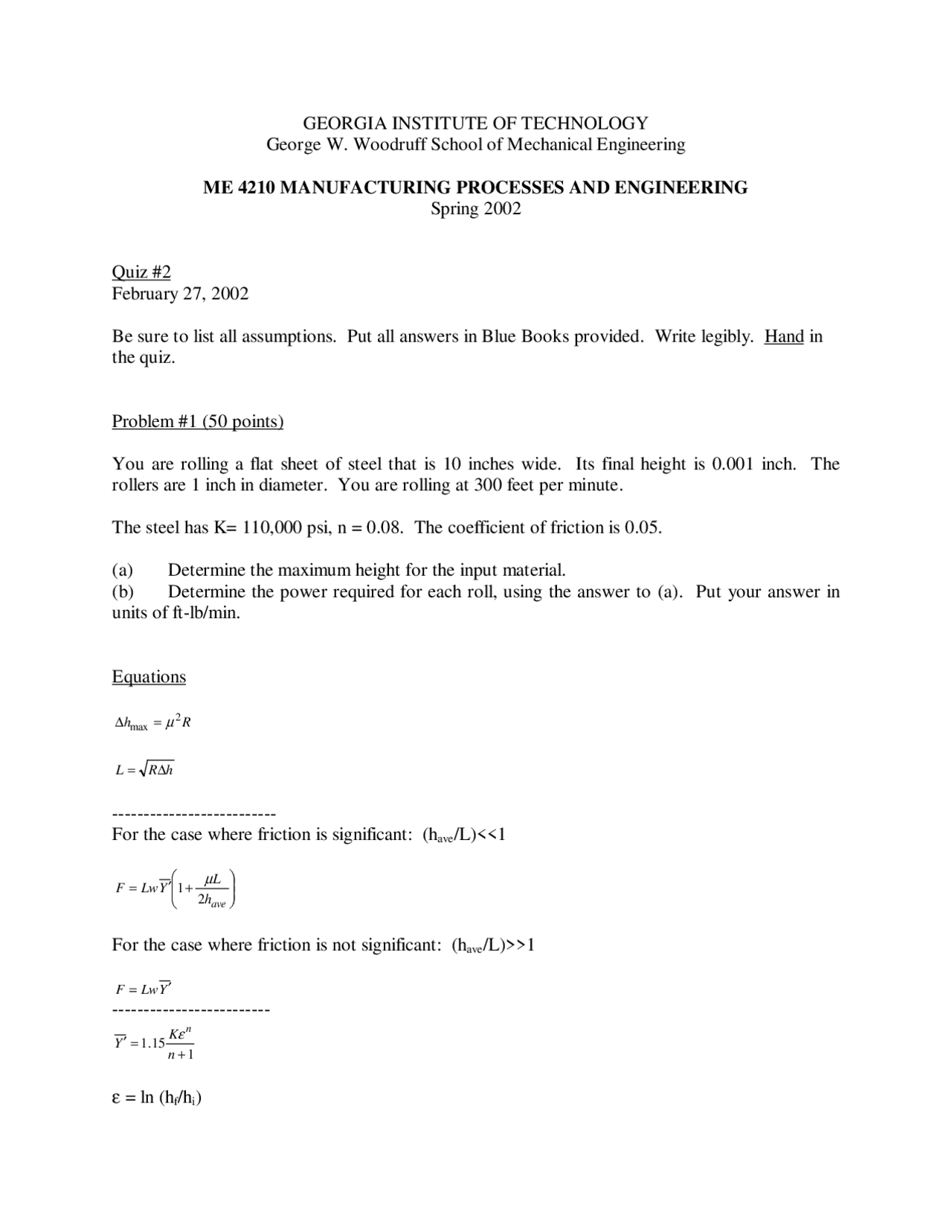 Quiz 2 Solved Problems Of Manufacturing Processes And Engineering