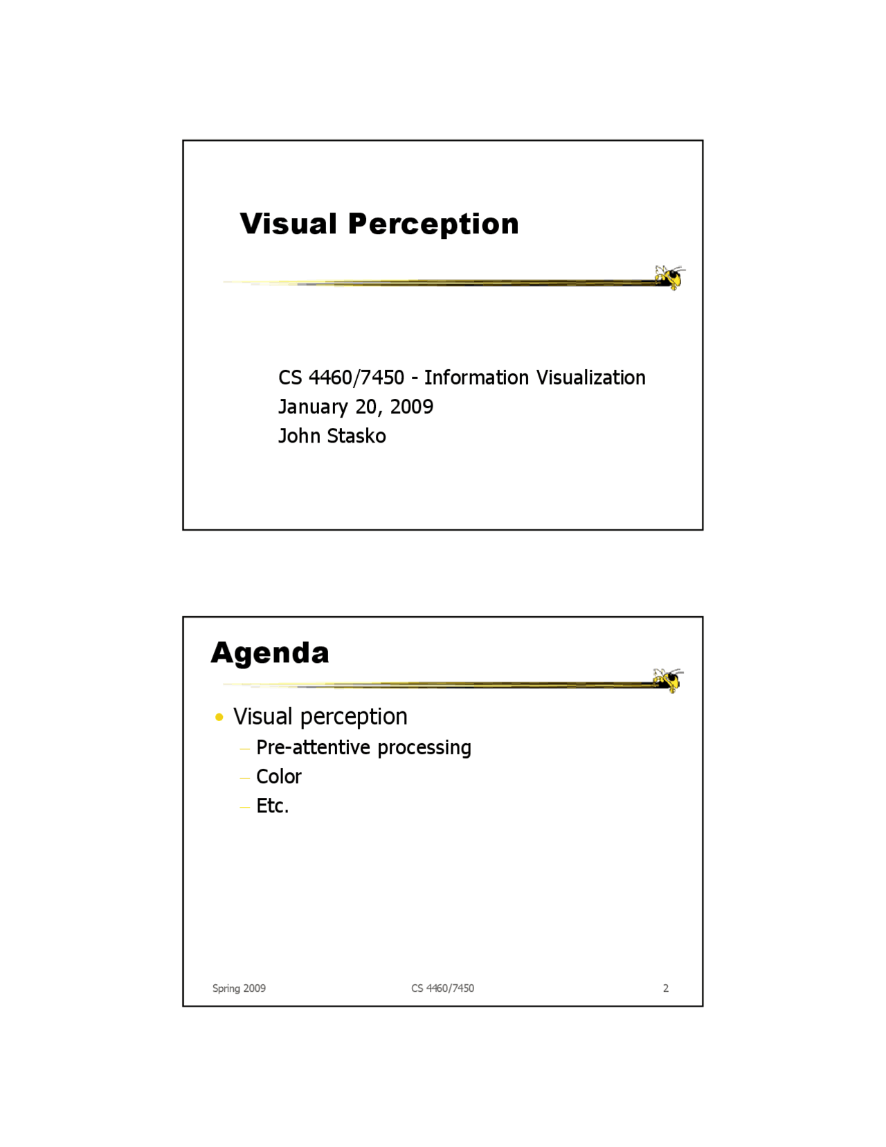 Visual Perception Lecture Slides Cs 4460 Docsity
