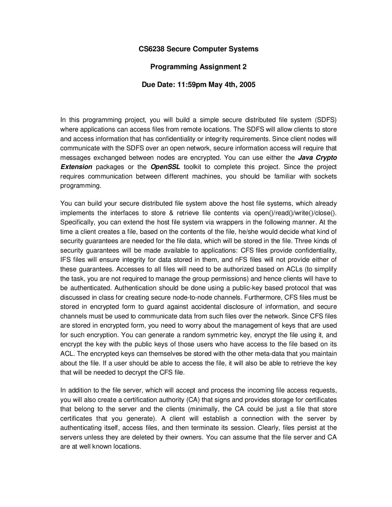 Programming Assignment 2 Secure Computer Systems Cs 6238 Docsity