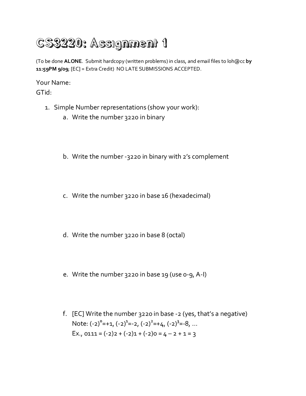 4 Solved Problems on the Truth Tables - Homework 1 | CS 3220 - Docsity