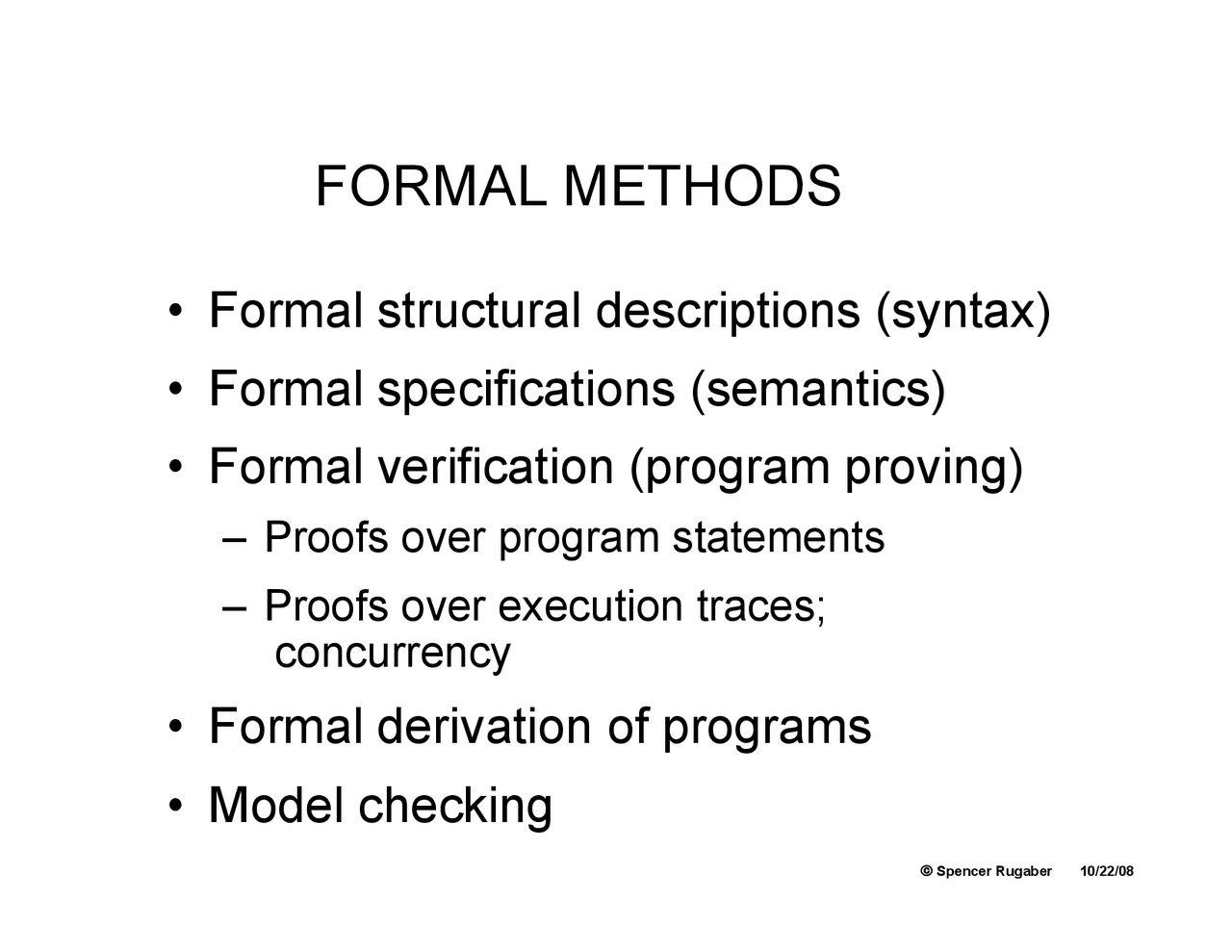 Formal Structural Methods in Advanced Software Development | CS 6300 - Docsity