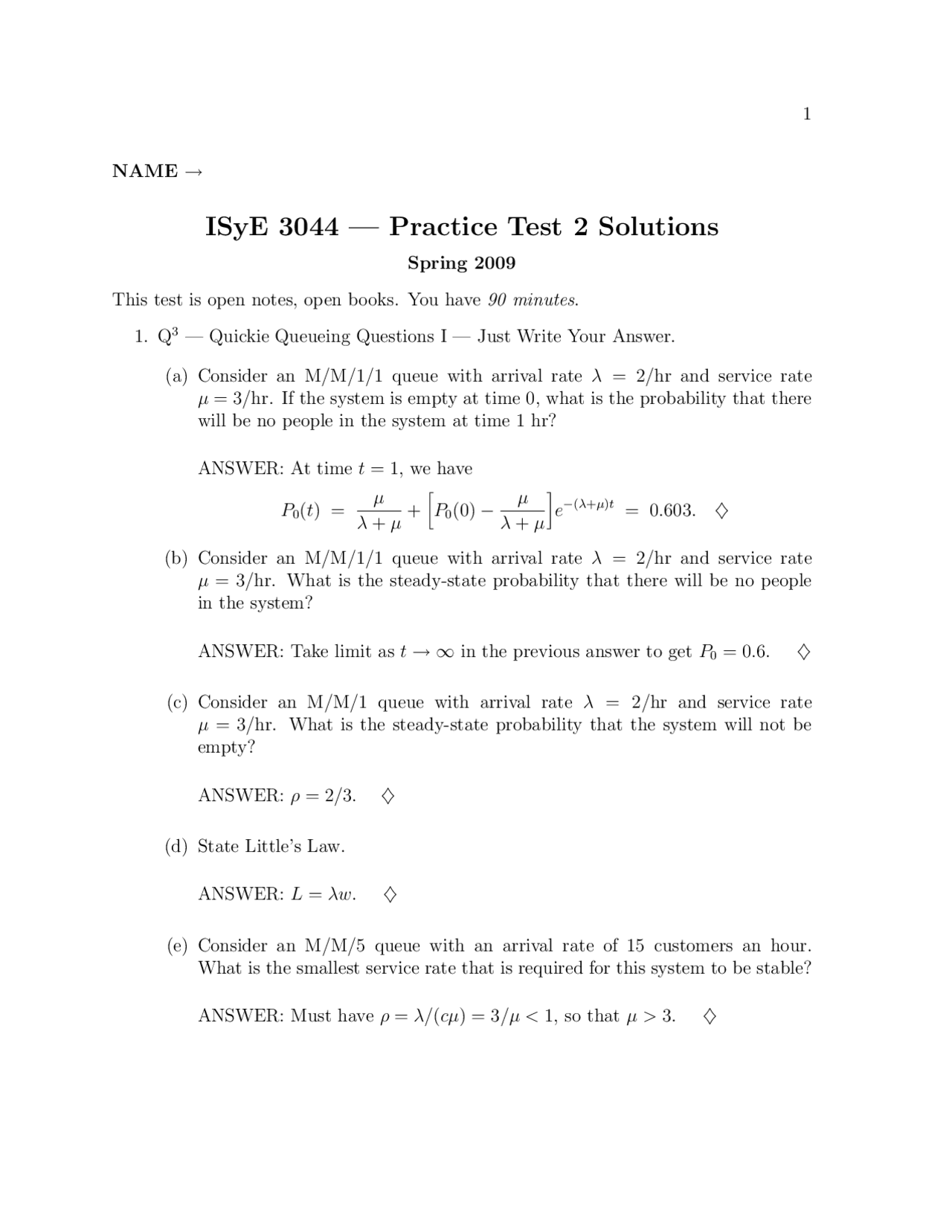 Practice Test 2 With Solutions Simulation Analysis And Design Isye
