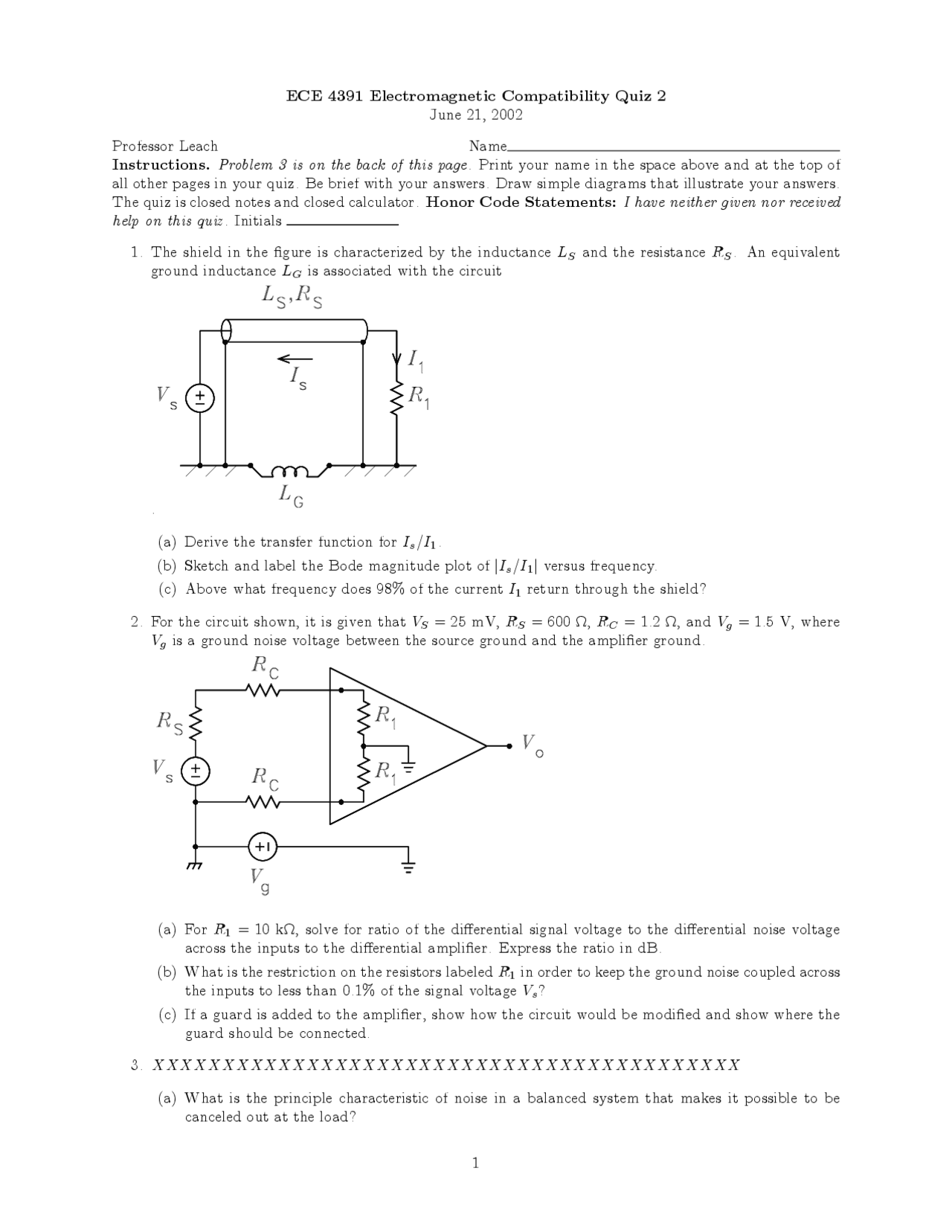 Practice Quiz 2 Electromagnetic Compatibility Ece 4391 Docsity
