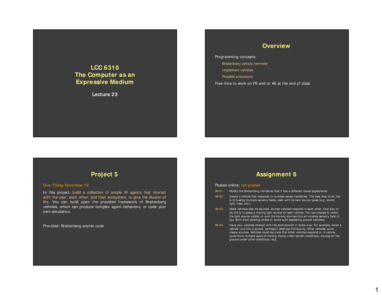 The Computer as an Expressive Medium: Project 5, Overview and ...