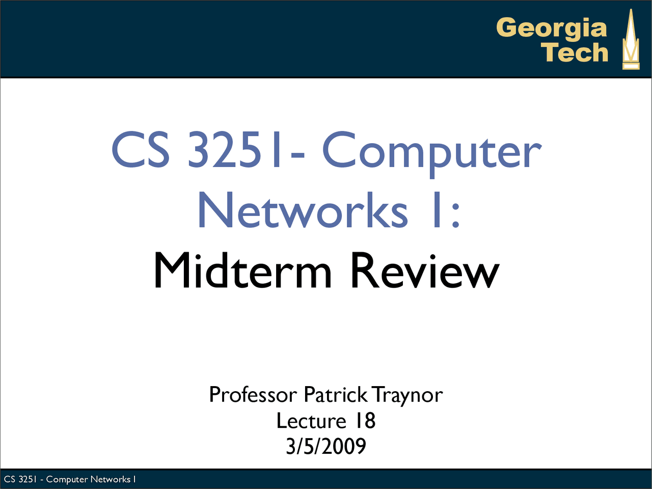 Midterm Review Computer Networking I 2009 Cs 3251 Docsity