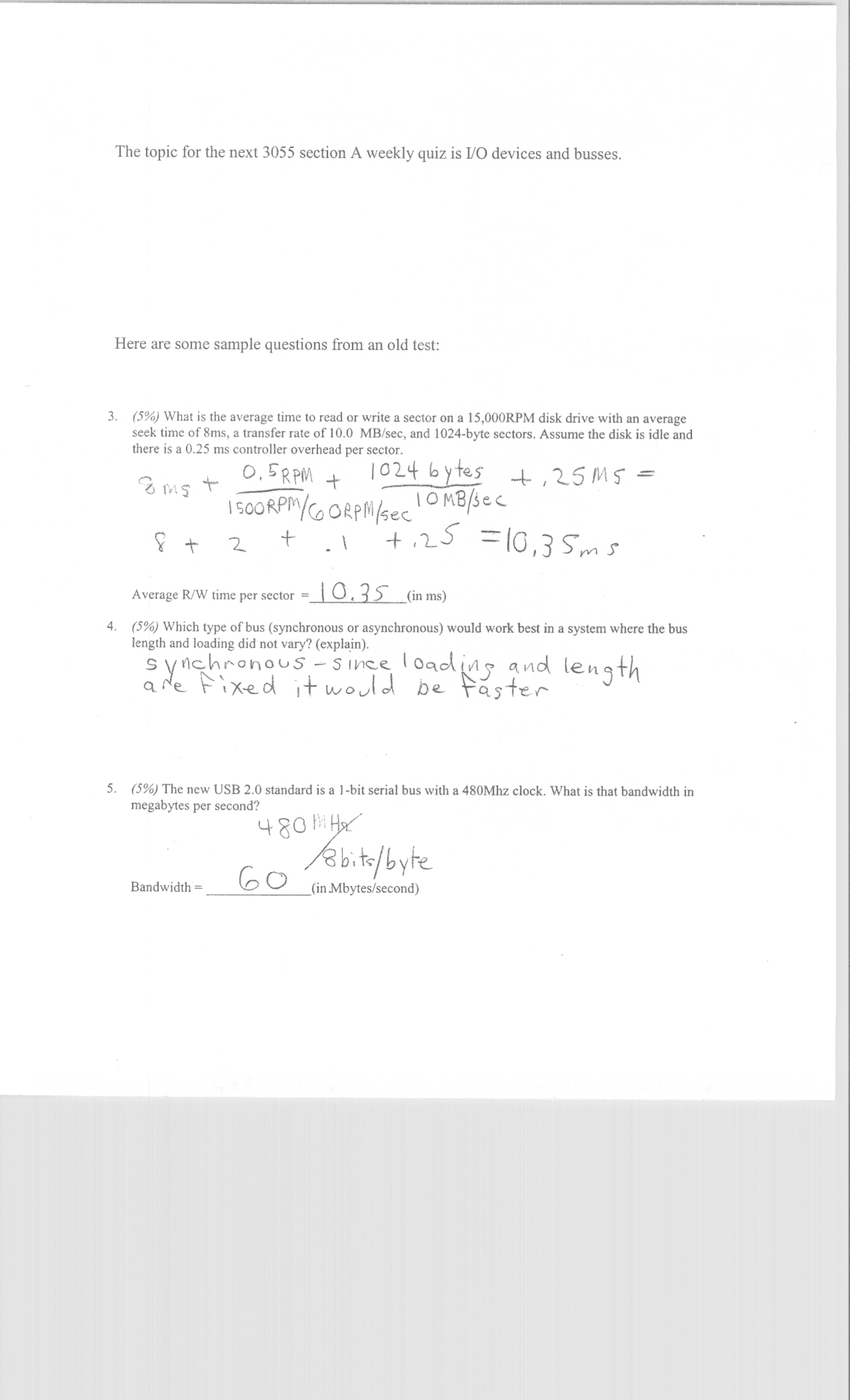 Practice Quiz Solutions Computer Architecture And Operating Systems