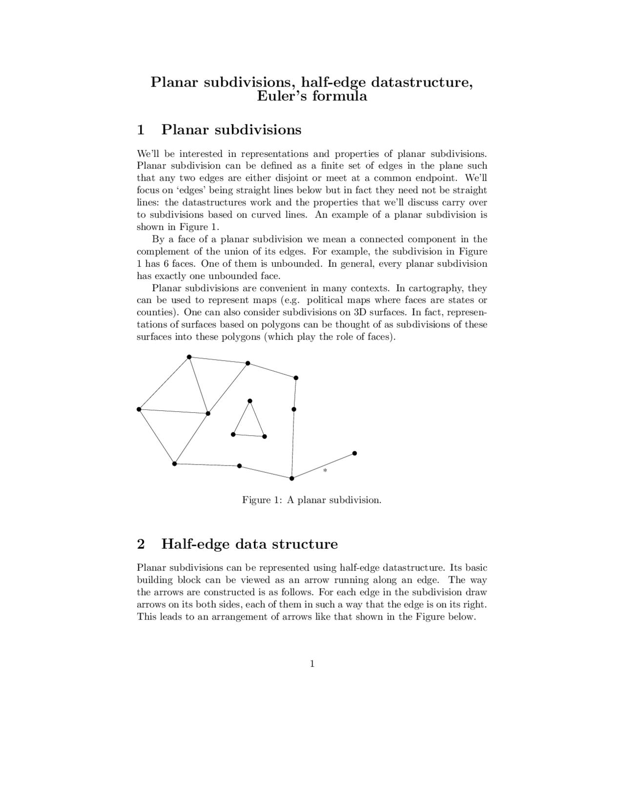 Planar Subdivisions, Half-Edge Data Structure, Euler's Formula | CS 3451 - Docsity