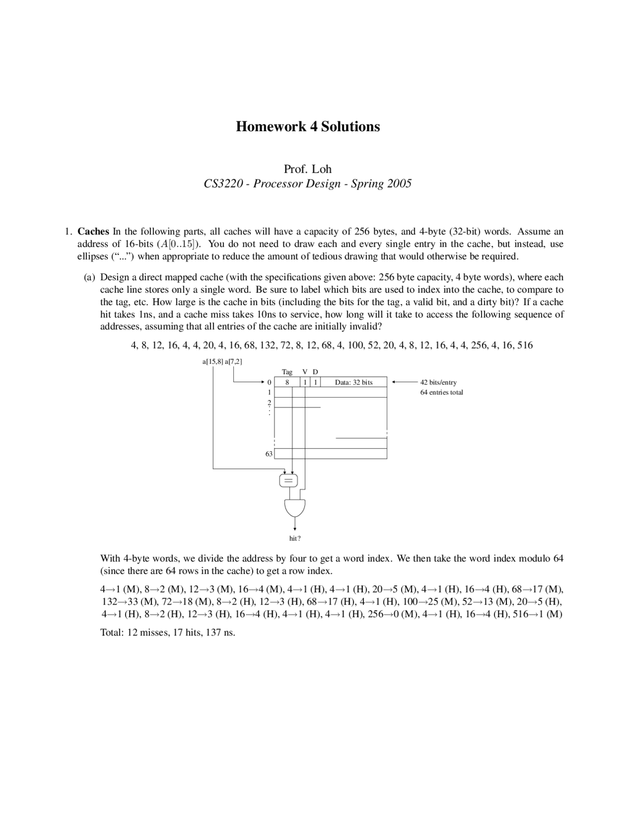 Homework 4 Solutions Processor Design Cs 3220 Assignments Computer Science Docsity 8070