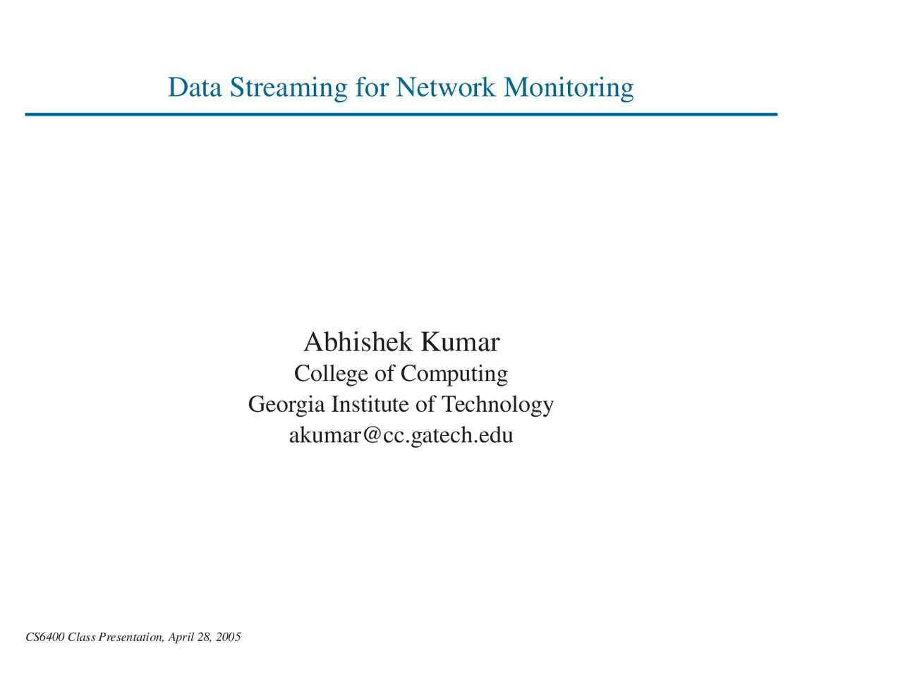 Data Streaming for Network Monitoring: An Overview of Systems and Sketch-based Solutions | Study ...