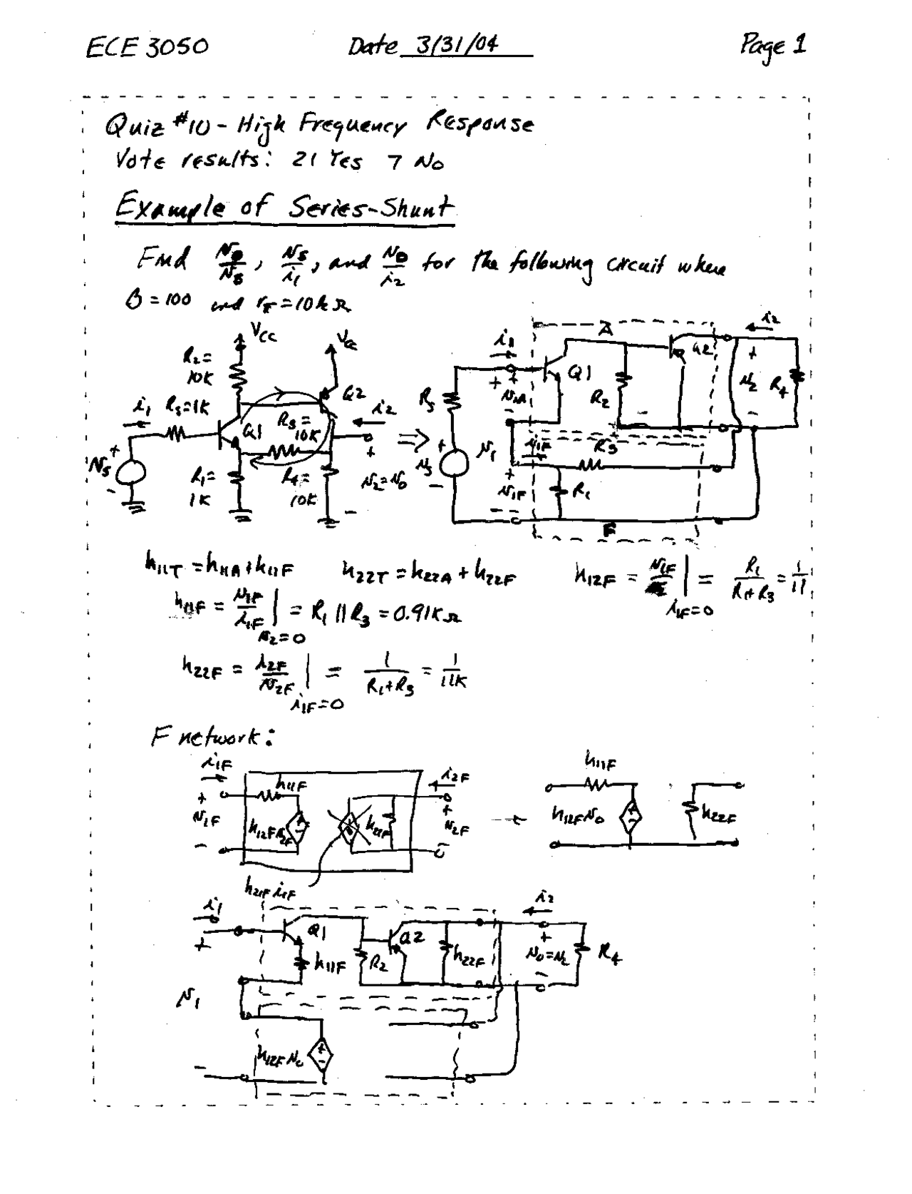 Quiz 10 High Frequency Response Ece 3050 Docsity