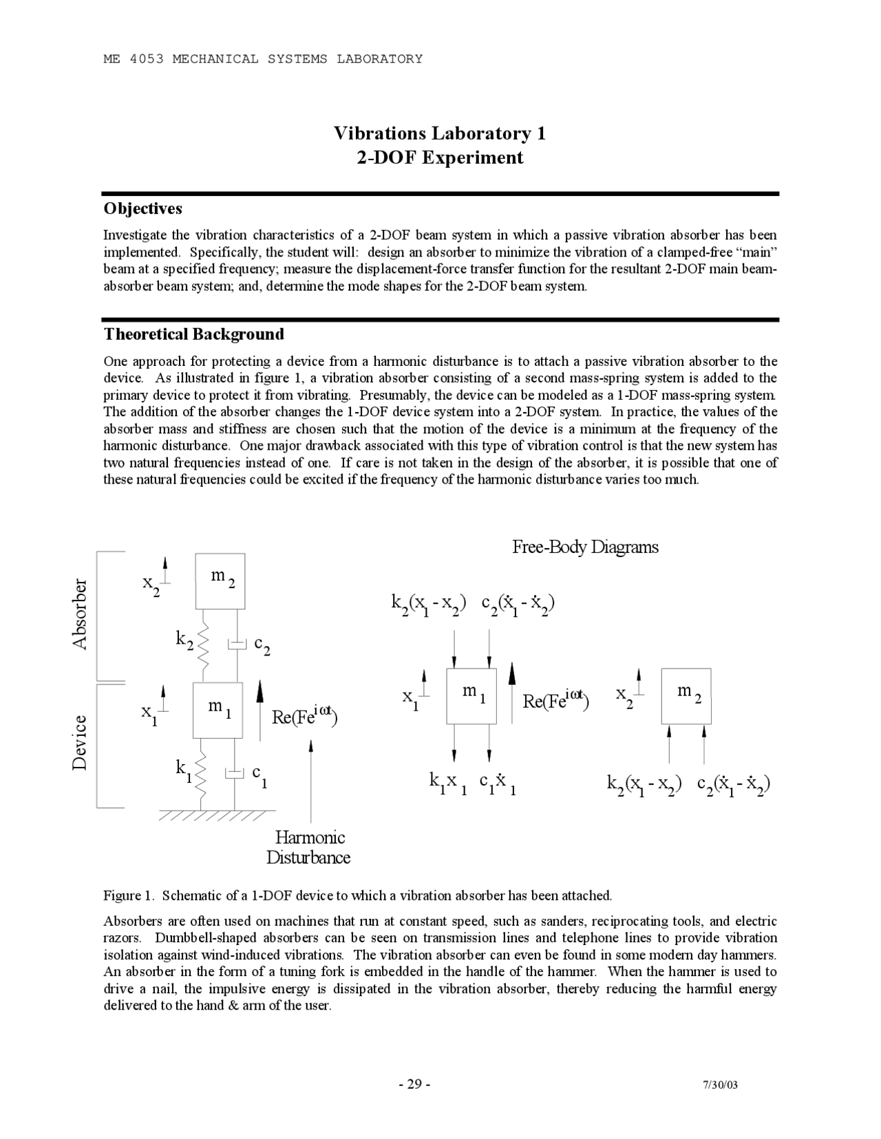 2-DOF Experiment - Vibrations Laboratory 1 | ME 4053 - Docsity