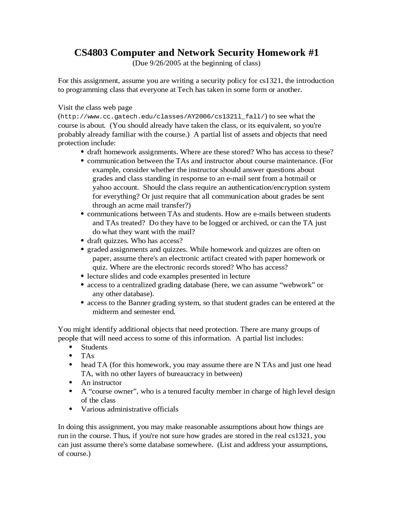 Introduction to Computer Programming in Network Security | CS 4803 - Docsity