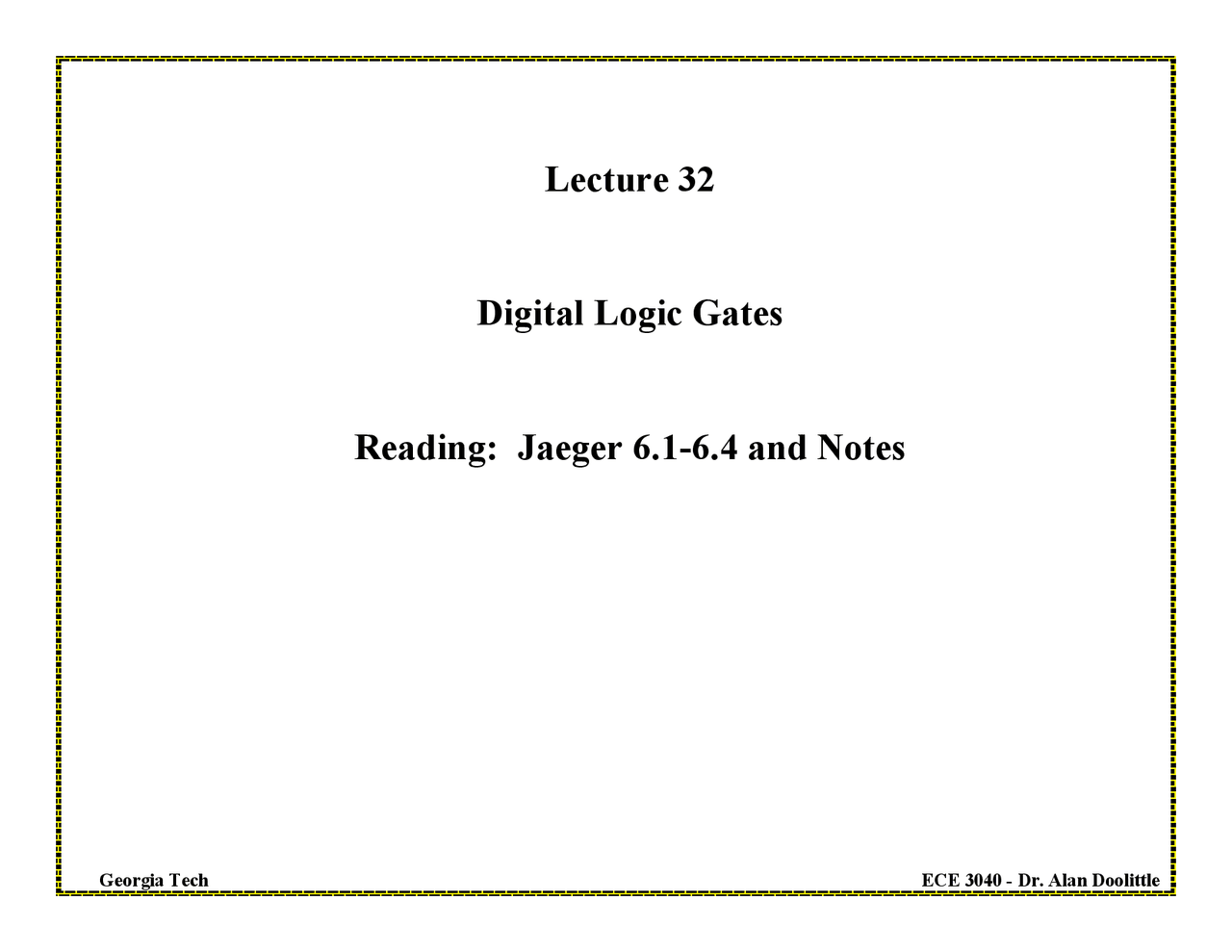 Digital Logic Gates Lecture Notes Microelectronic Circuits Ece 3040 Docsity
