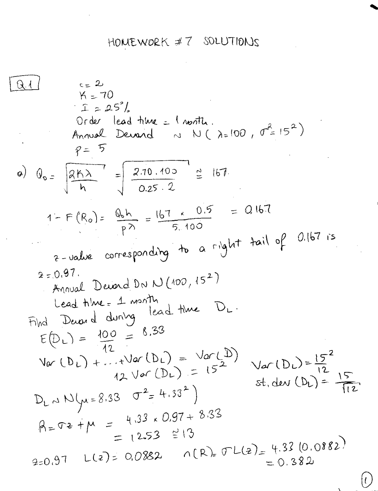 Resolution For Homework 7 Supply Chain Modeling Isye 3104 Docsity