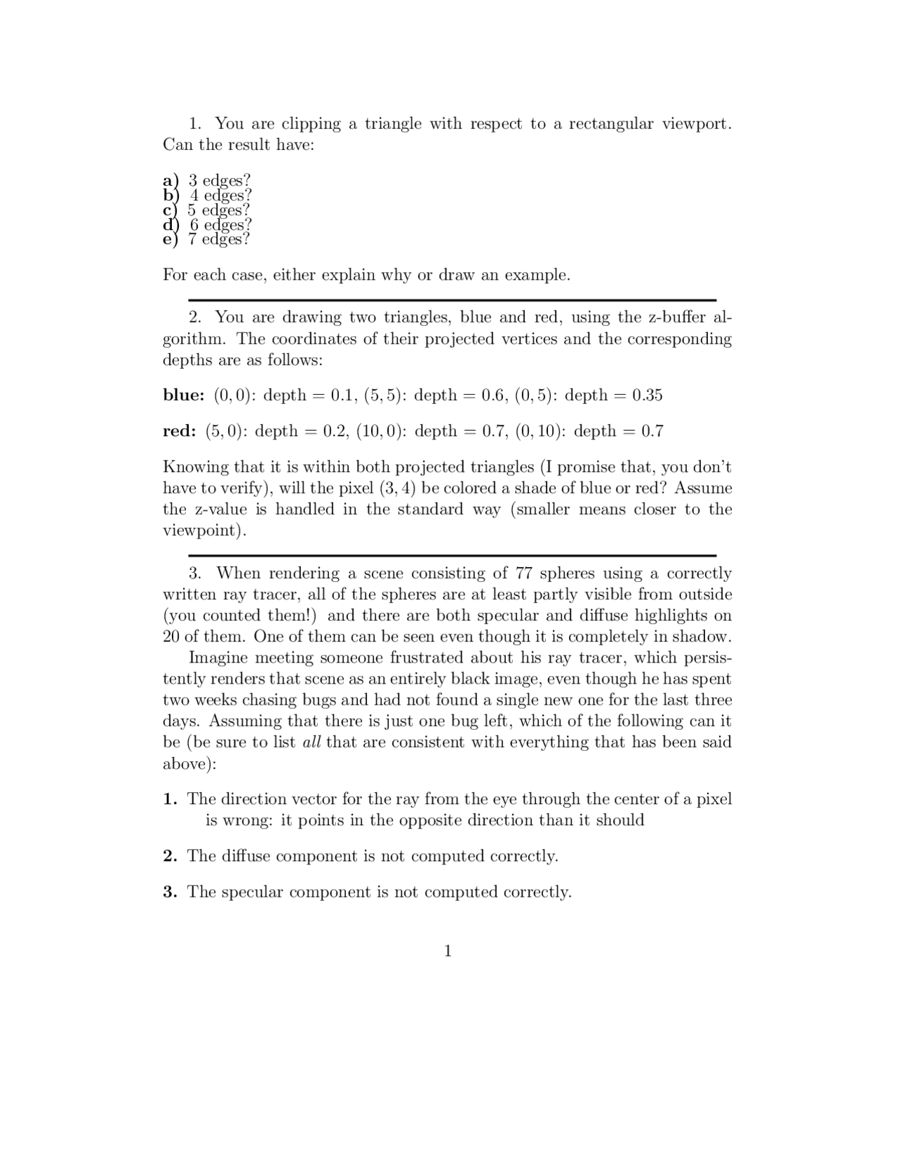 10 Questions on the Components of Computer Graphics - Project | CS 3451 - Docsity