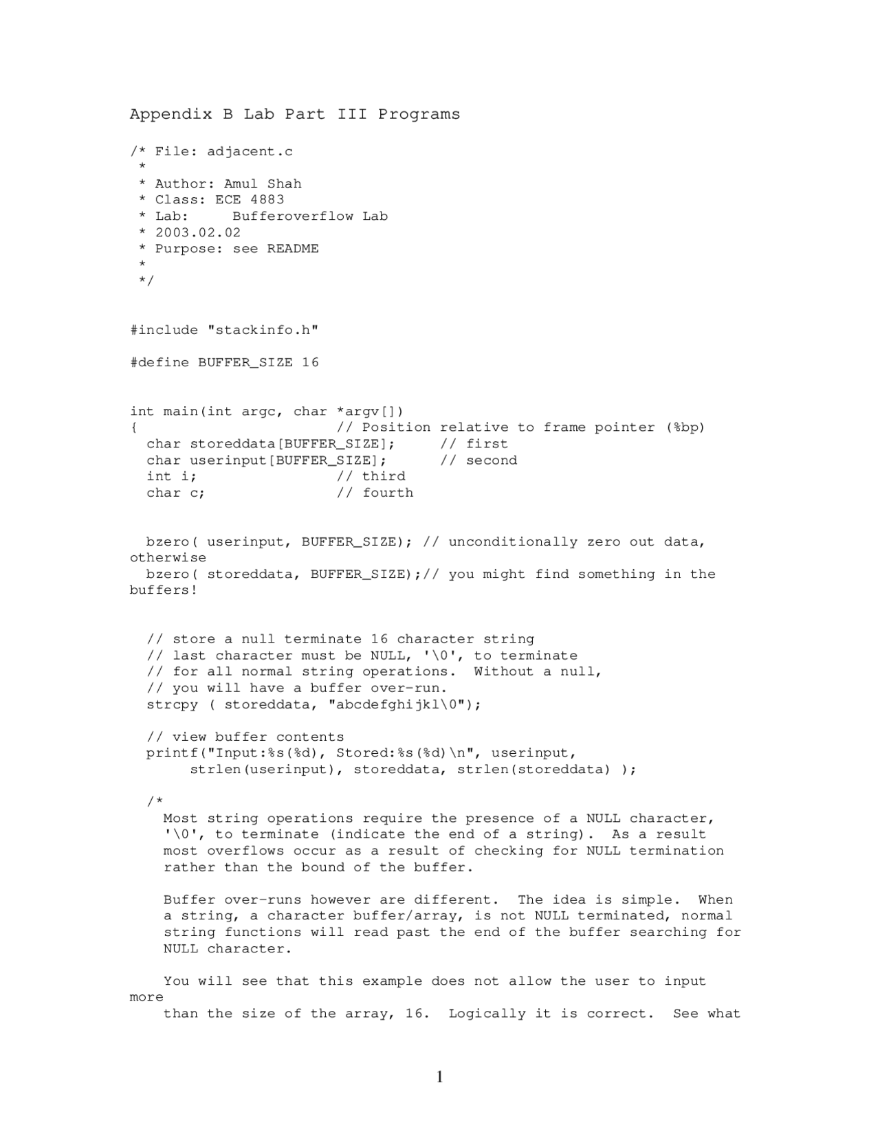 Buffer Overflow Exploitation in C Programming | Lab Reports Electrical and Electronics ...