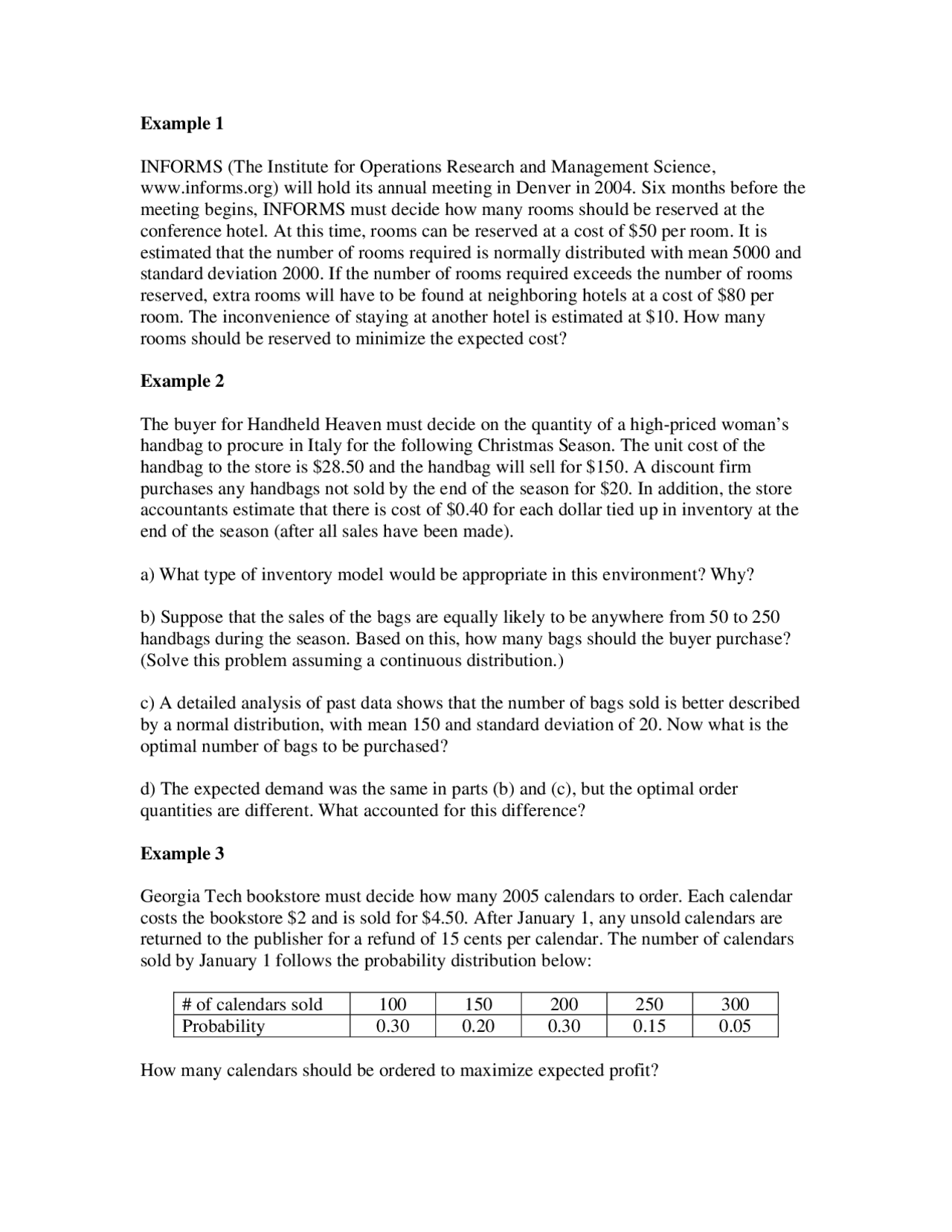 3 Examples on Supply Chain Model: Manufacturing and Warehousing | ISYE 3104 - Docsity
