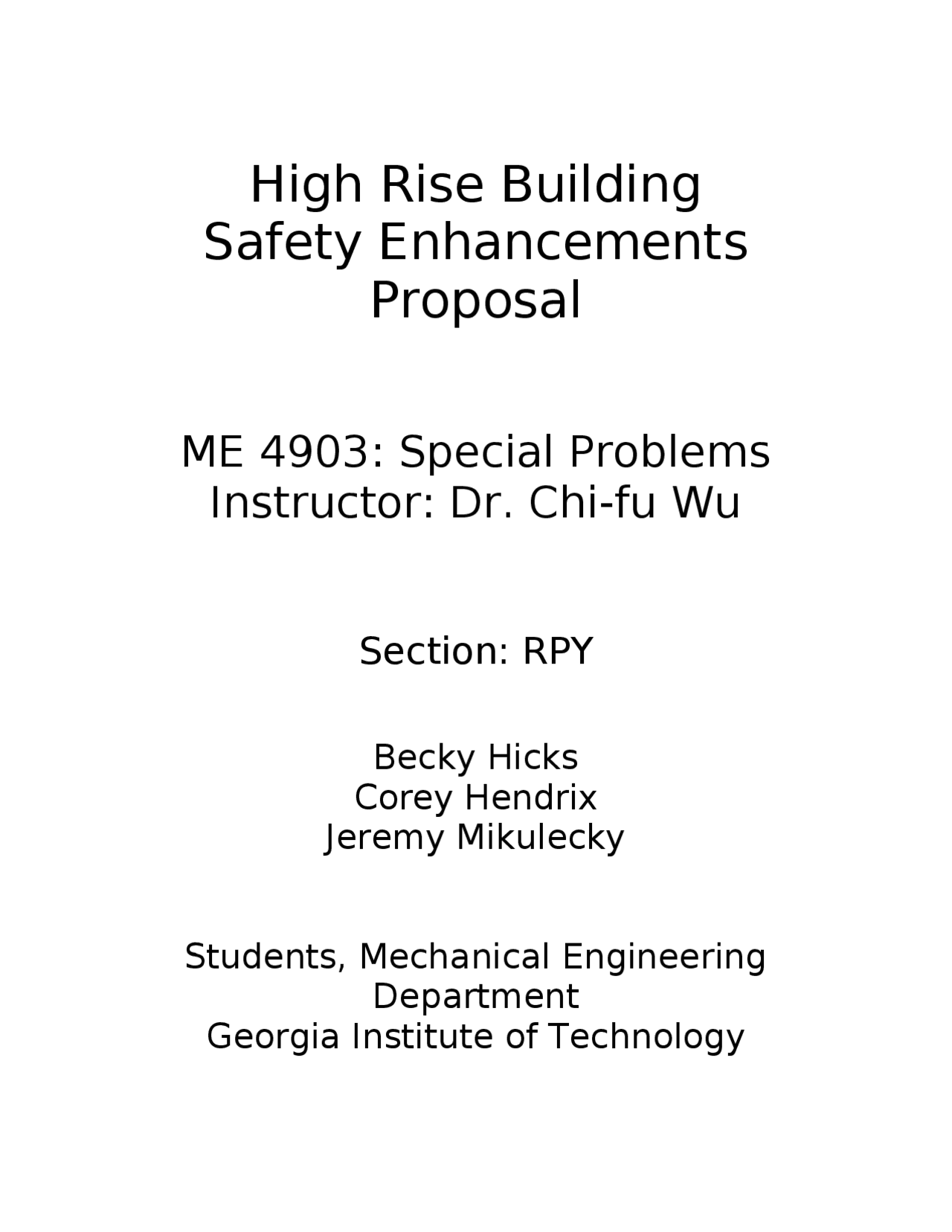 High Rise Building Safety Enhancements Proposal | ME 4903 - Docsity