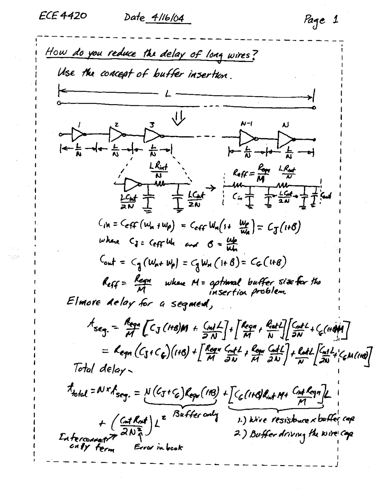 Digital Integrated Circuits Solution For Handwritten Note Ece 4420
