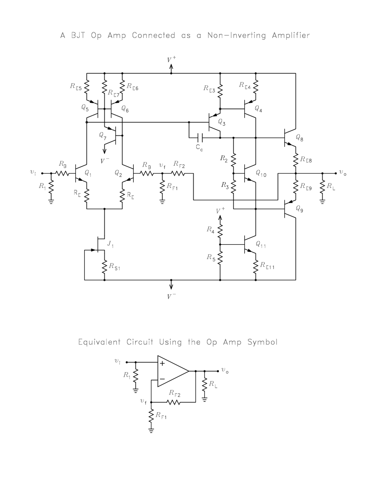 A Bjt Op Amp Connected As A Non Inverting Amplifier Ece 3050 Docsity