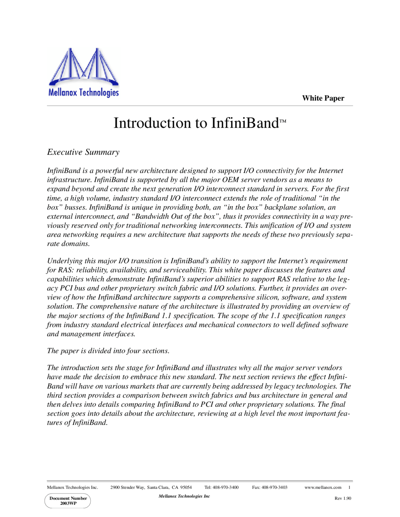 Introduction To Infiniband Special Topics Cs 8803 Docsity