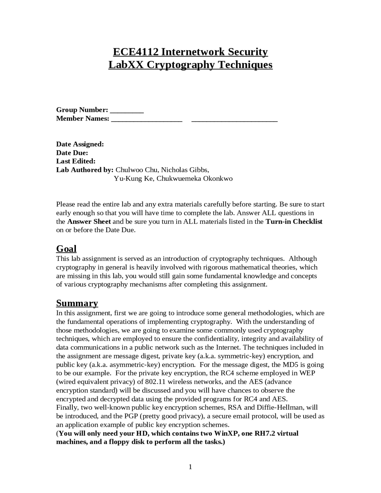 Cryptography Techniques Internetwork Security Ece 4112 Docsity
