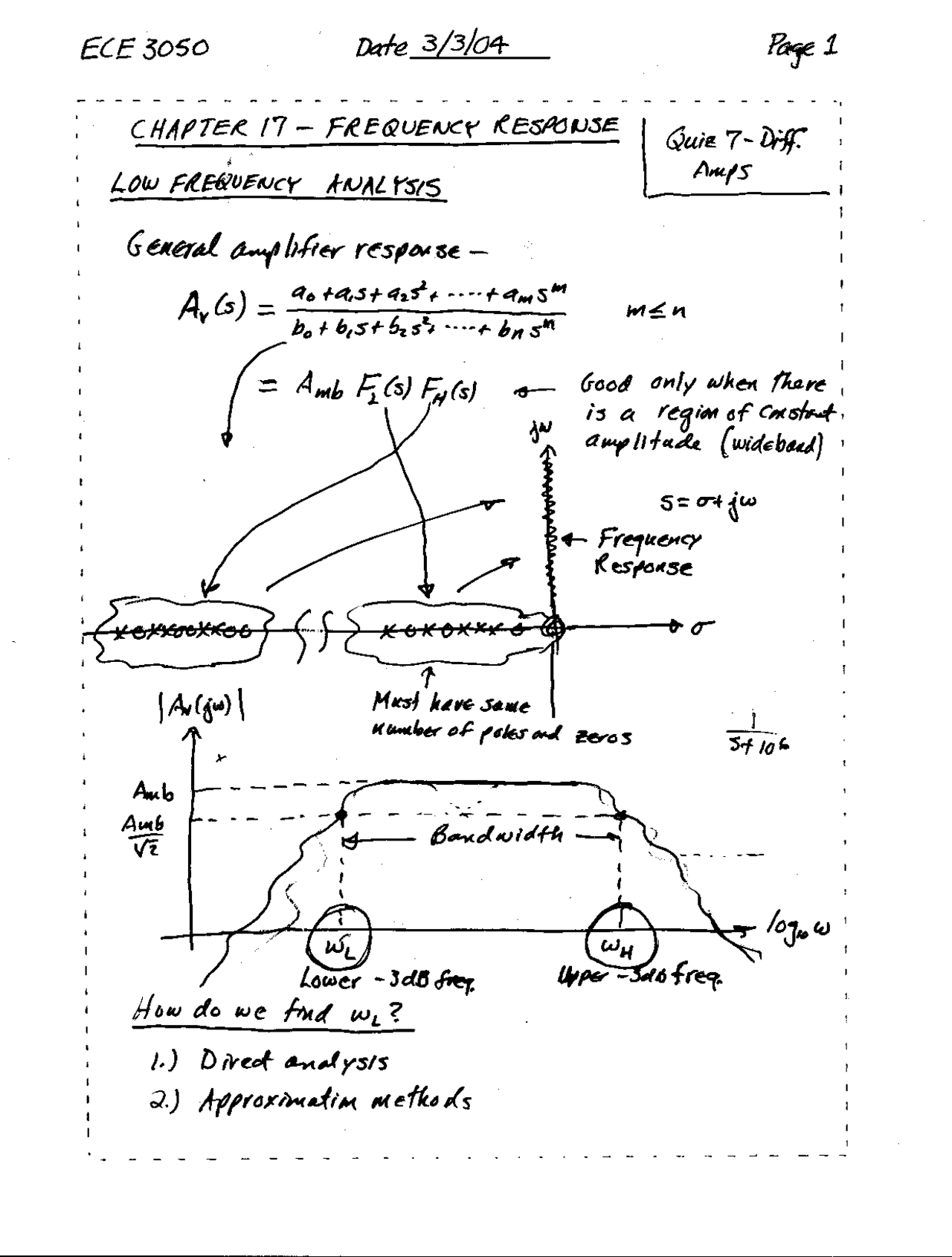 Frequency Response Lecture Handout Ece 3050 Docsity