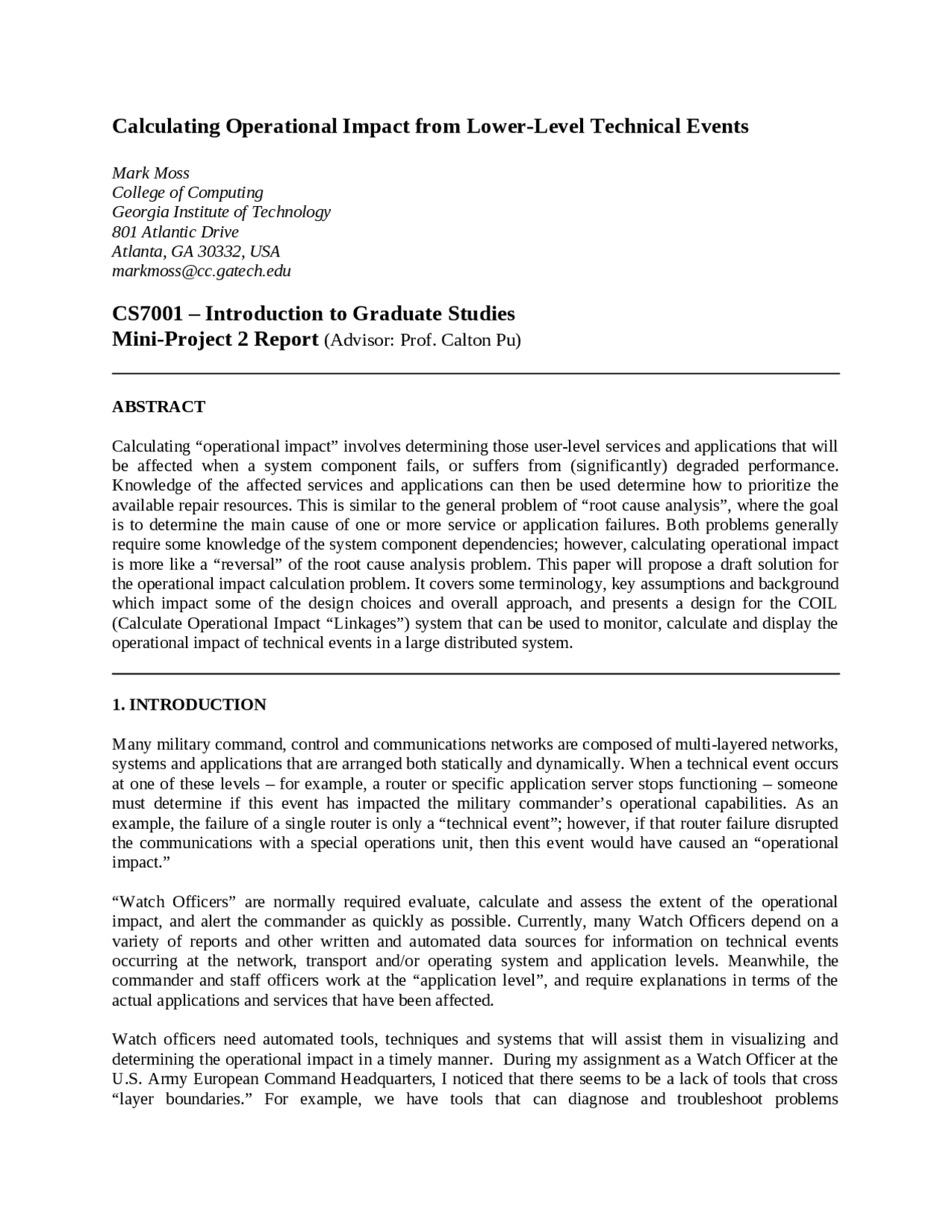 Designing COIL System: Calculating Operational Impact of Technical Events | Study Guides ...