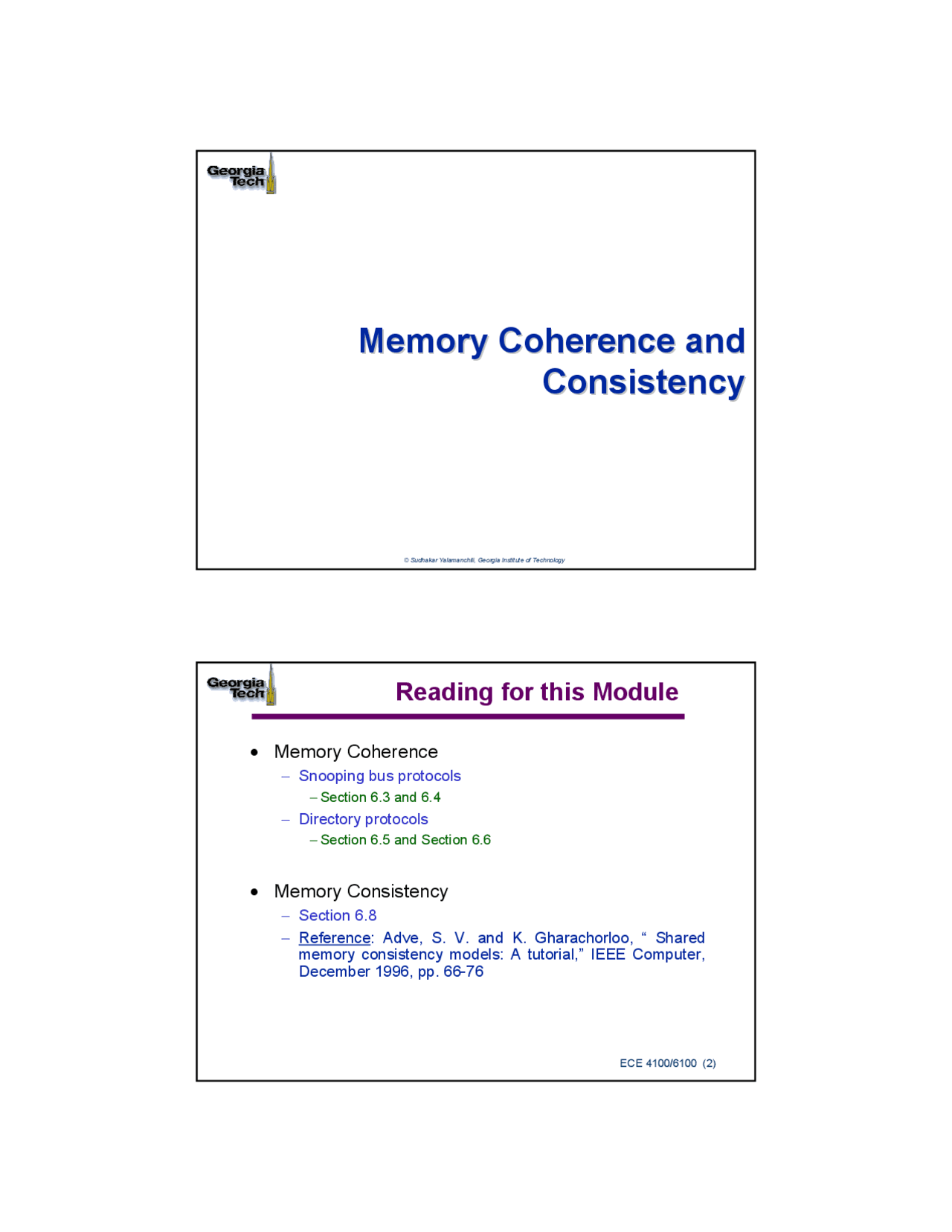 Memory Coherence and Consistency | ECE 4100 - Docsity