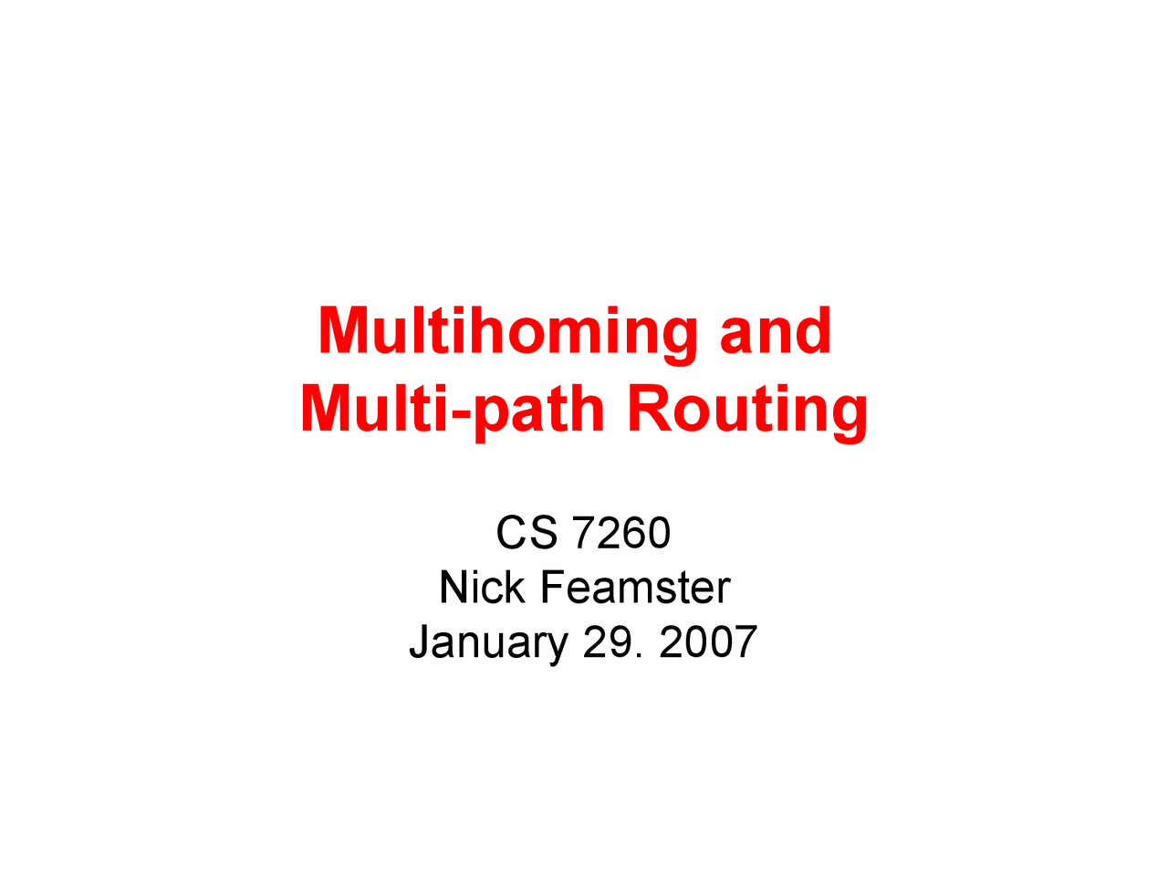 Multihoming And Multi Path Routing Lecture Notes Cs 7260 Docsity
