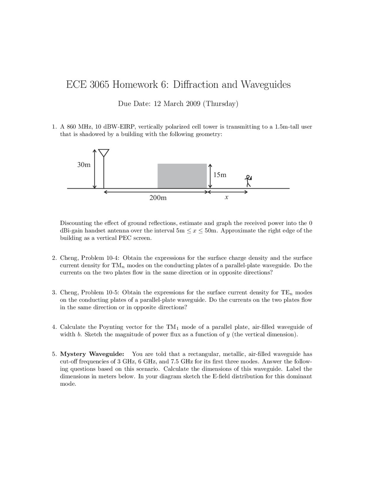 Diffraction And Waveguides Electromagnetic Applications Homework 6