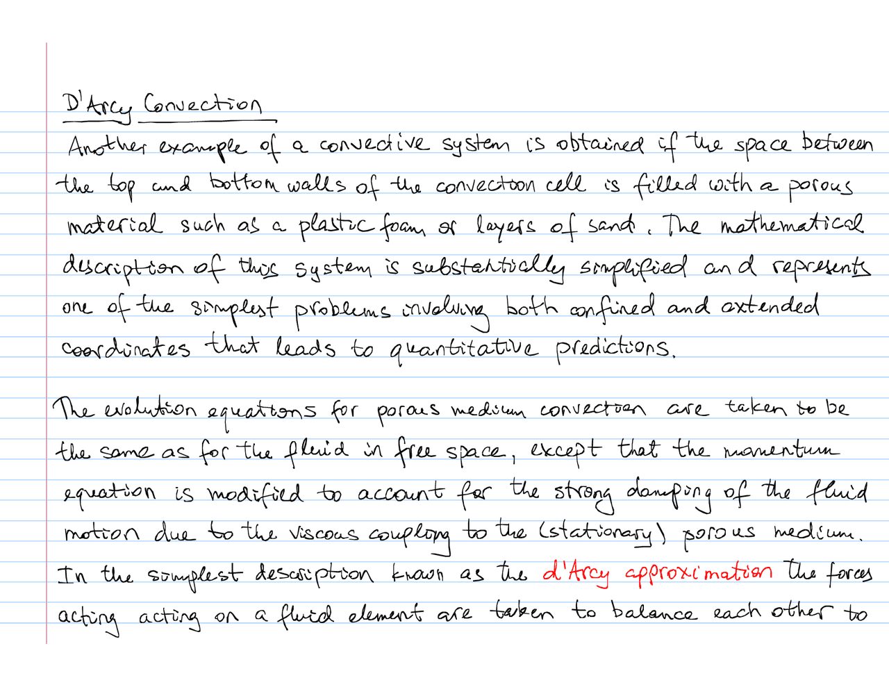 An Introduction To Darcy Convection Handwritten Notes Phys 8803