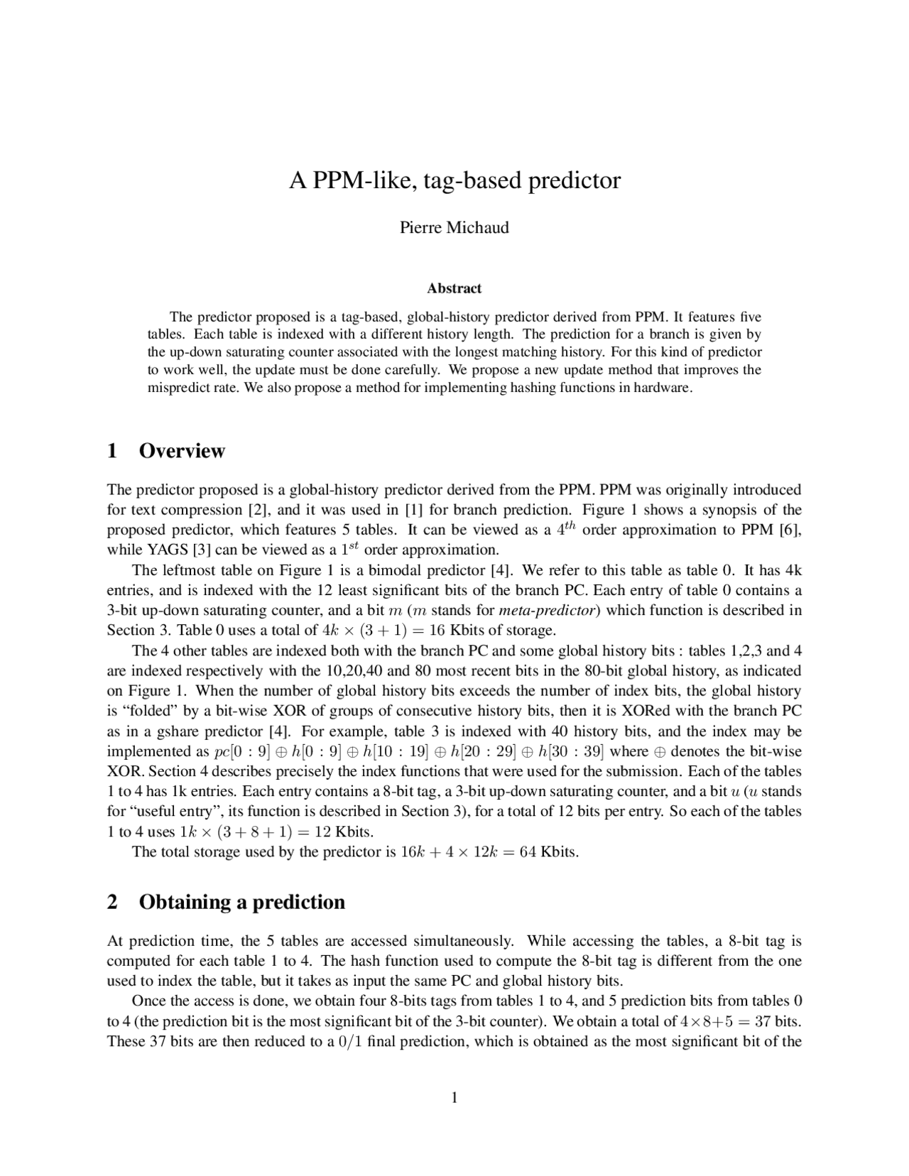 High Perform Computer Architecture - A PPM-Like tag-Based Predictor | CS 6290 - Docsity