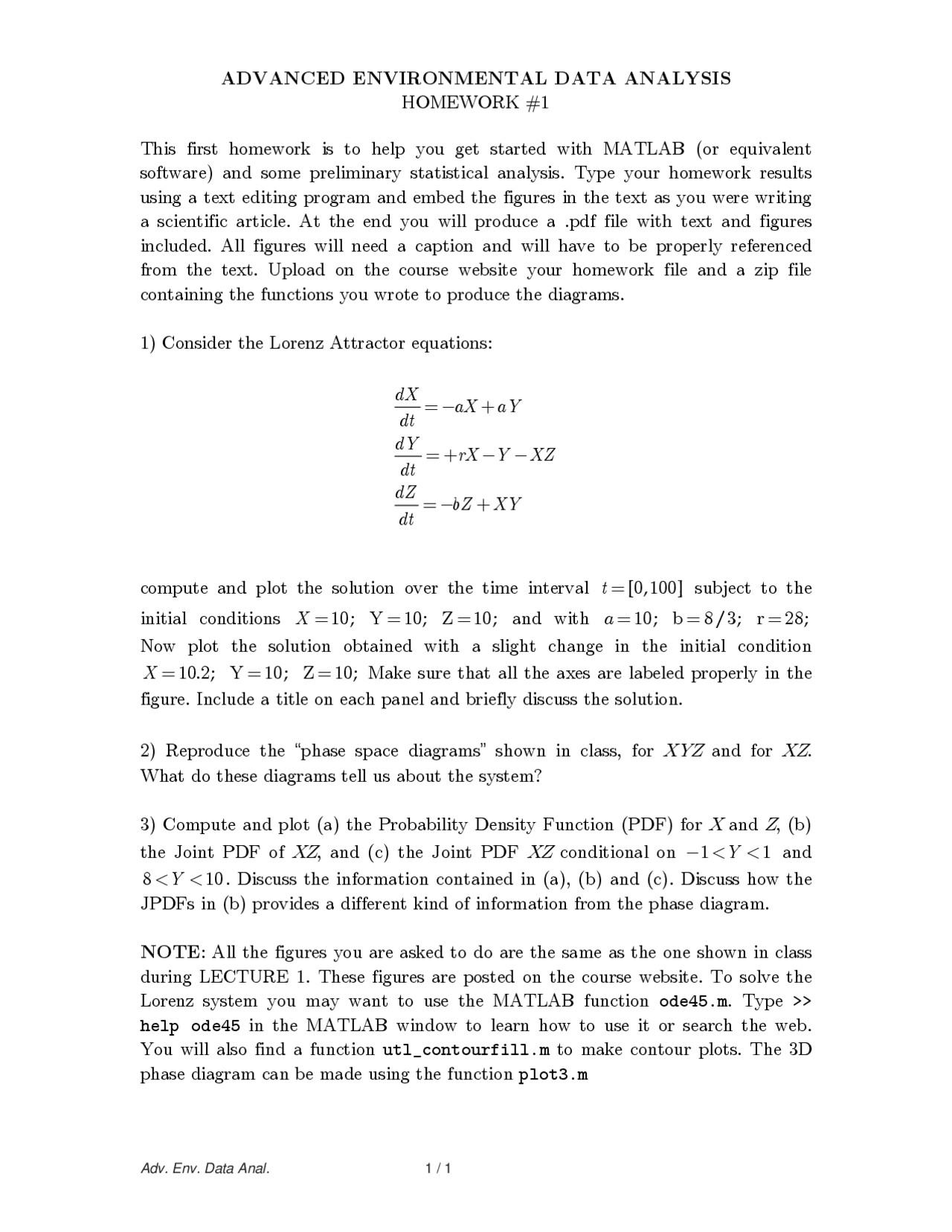 Advanced Environmental Data Analysis - Assignment 1 | EAS 8803 - Docsity