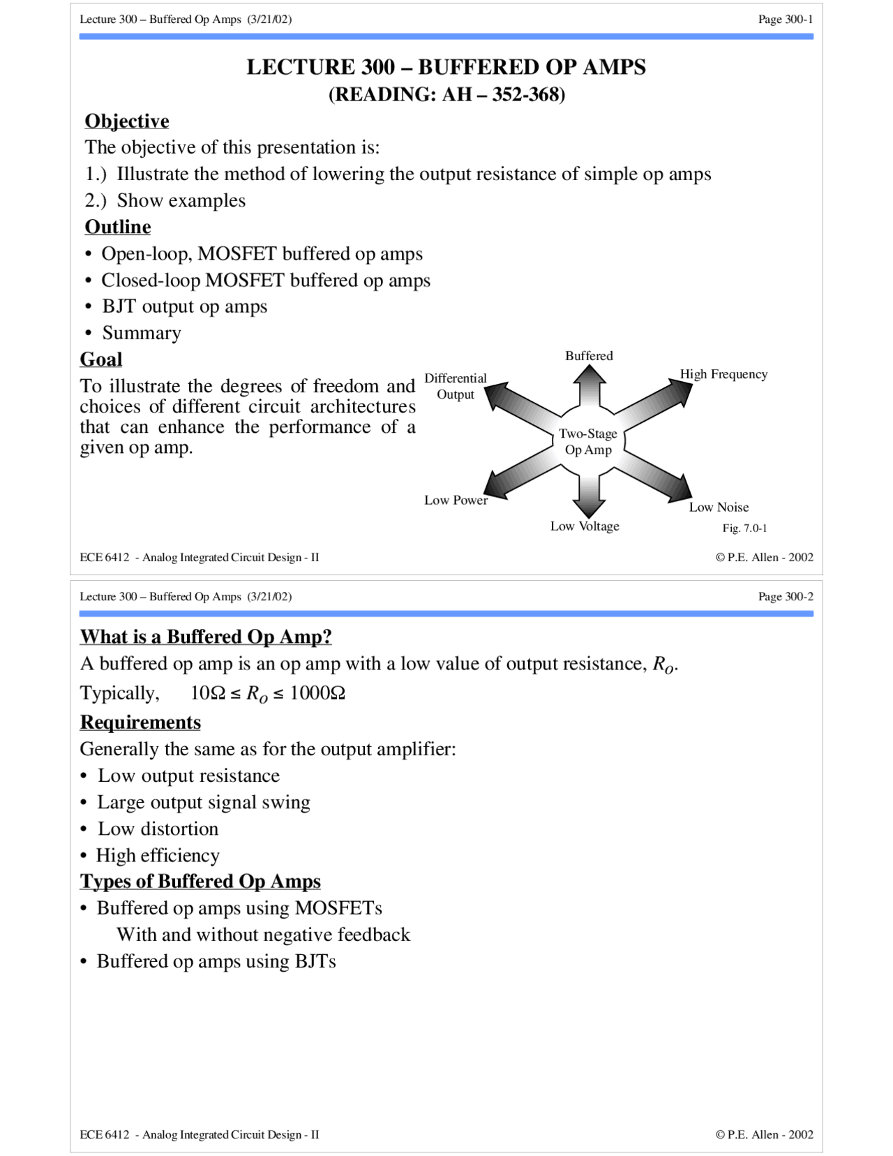 Buffered Op Amps Lecture Slides Analog Integrated Circuit Design
