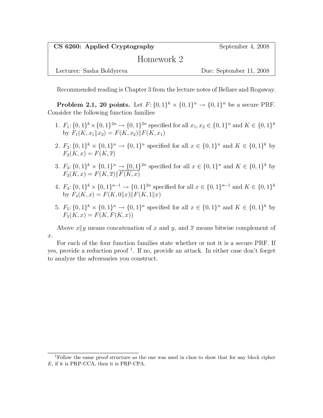 Homework 2 Problems Applied Cryptography Cs 6260 Docsity
