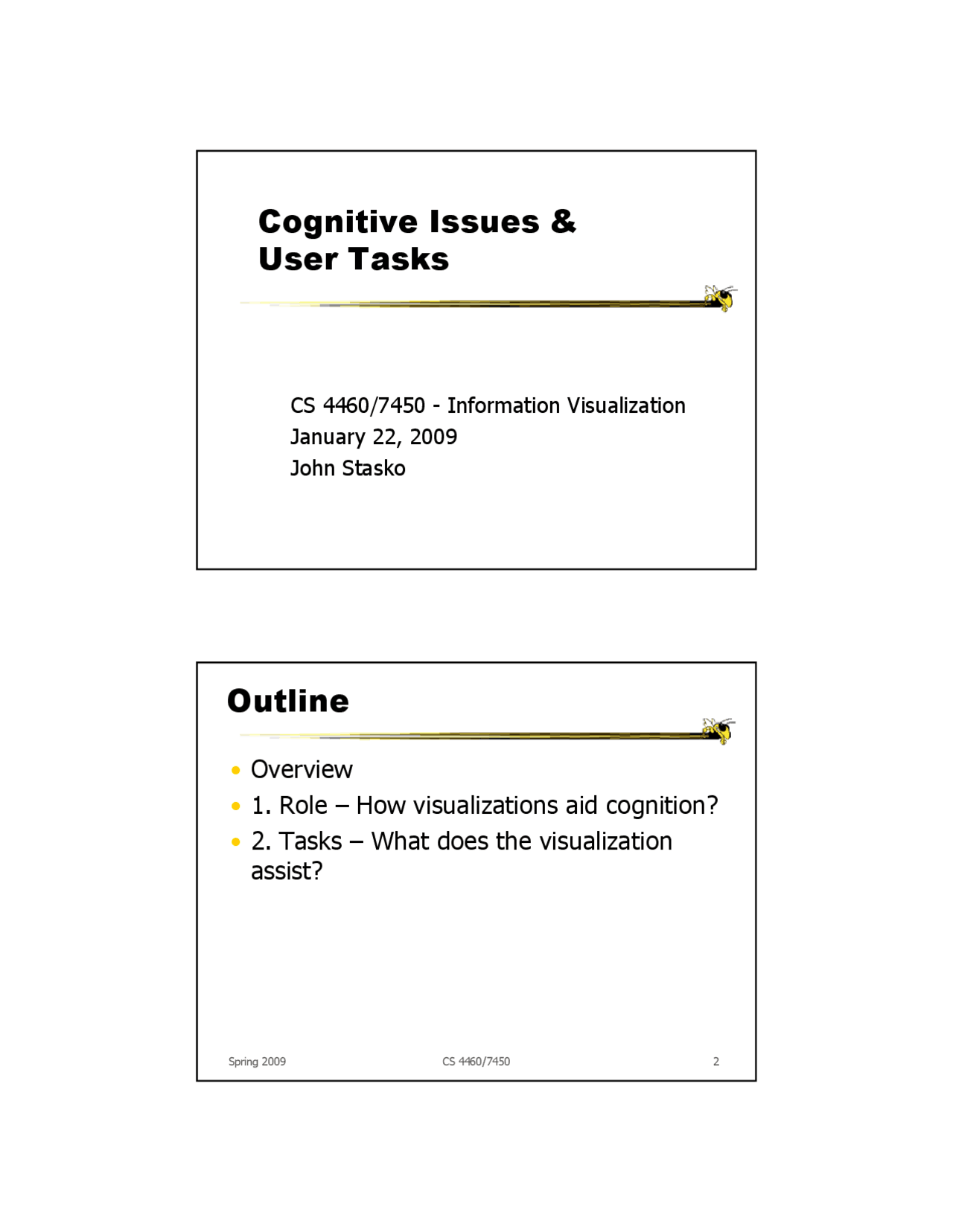 Outline For User Tasks Visualization Cs 4460 Docsity