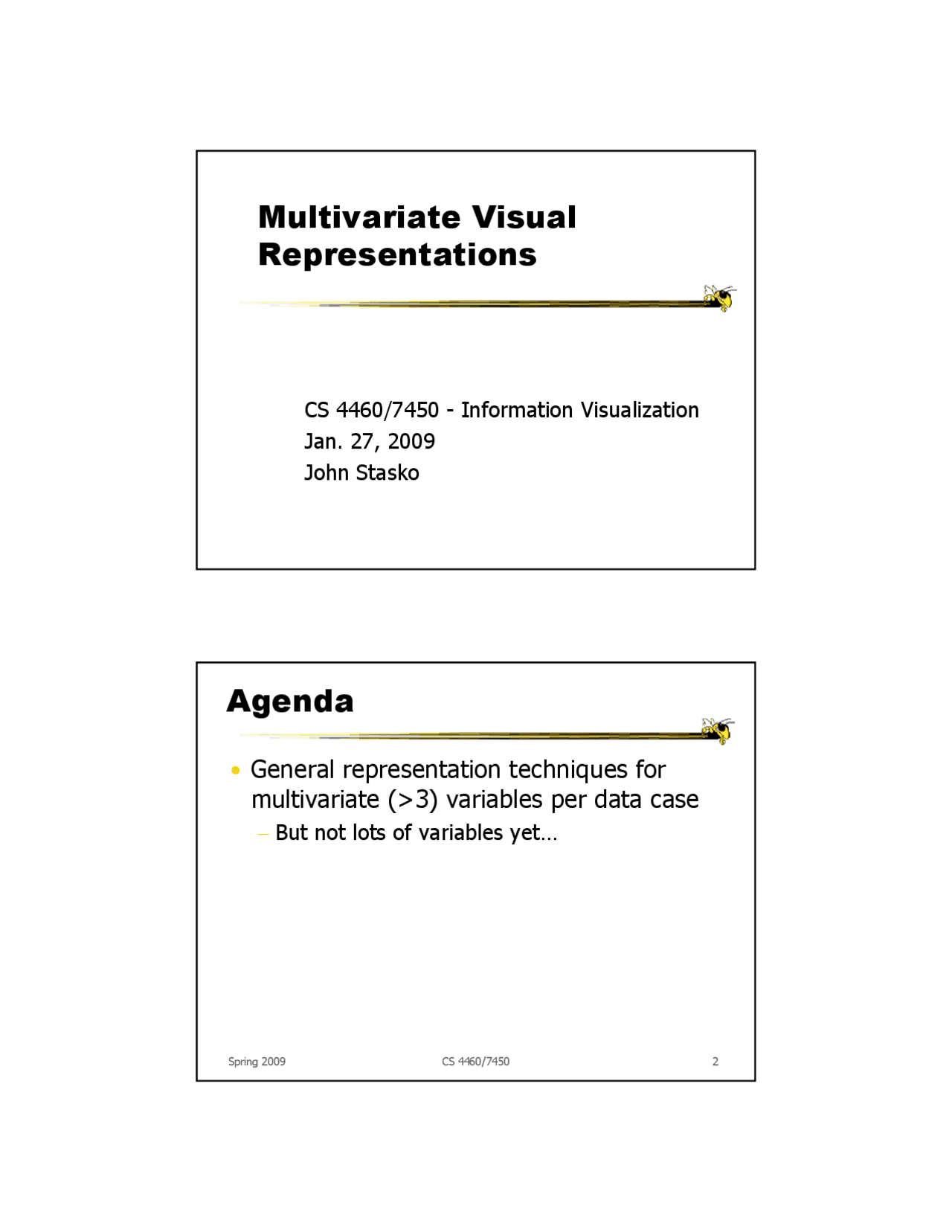 Multivariate Visual Representations Lecture Slides Cs 4460 Docsity