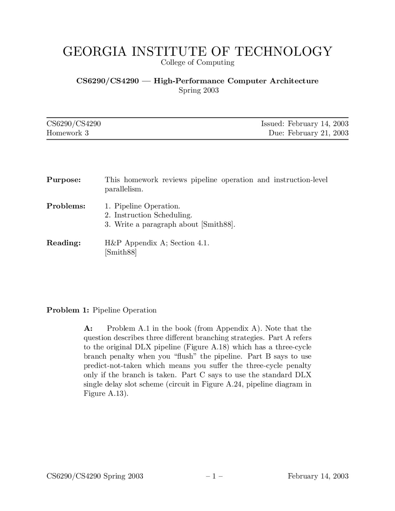Homework 3 Practice Problems On High Perform Computer Architecture Cs 6290 Docsity